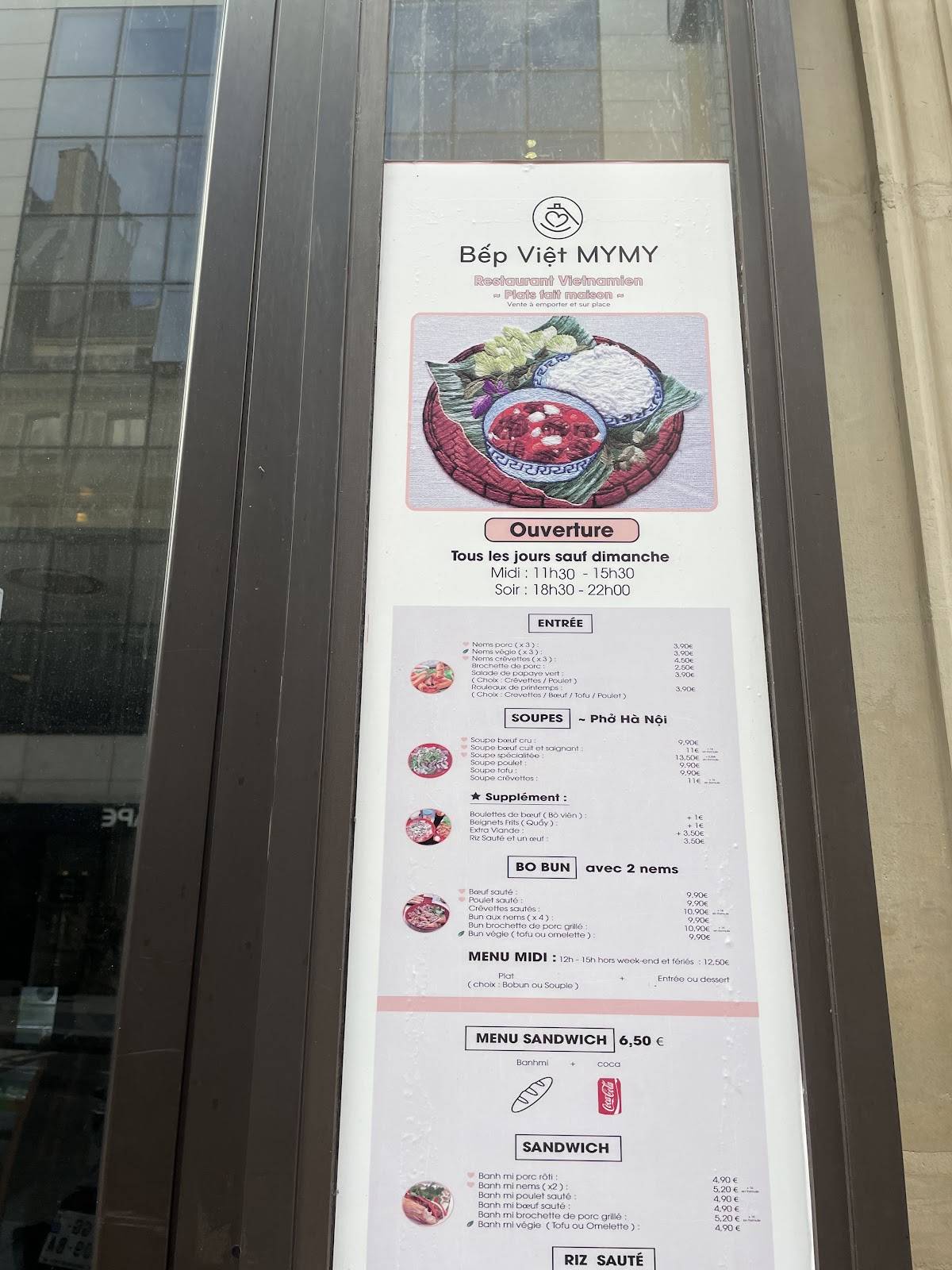 Menu au Bep Viet Mymy restaurant, Paris