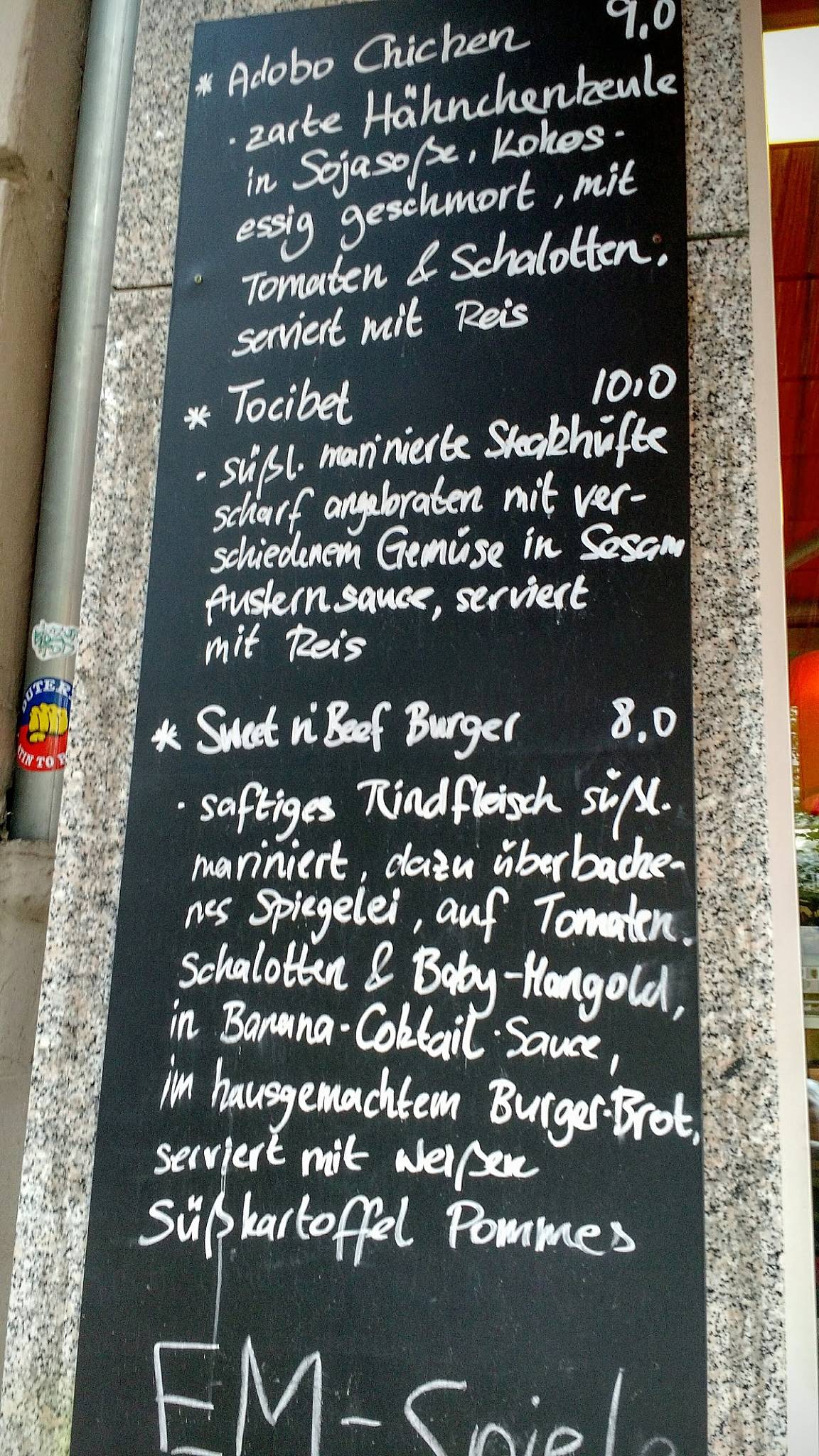 Carta del restaurante AYAN filipino streetfood, Berlin