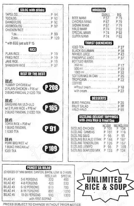 Menu at Best Friends restaurant, Mandaluyong, 493 Shaw Blvd