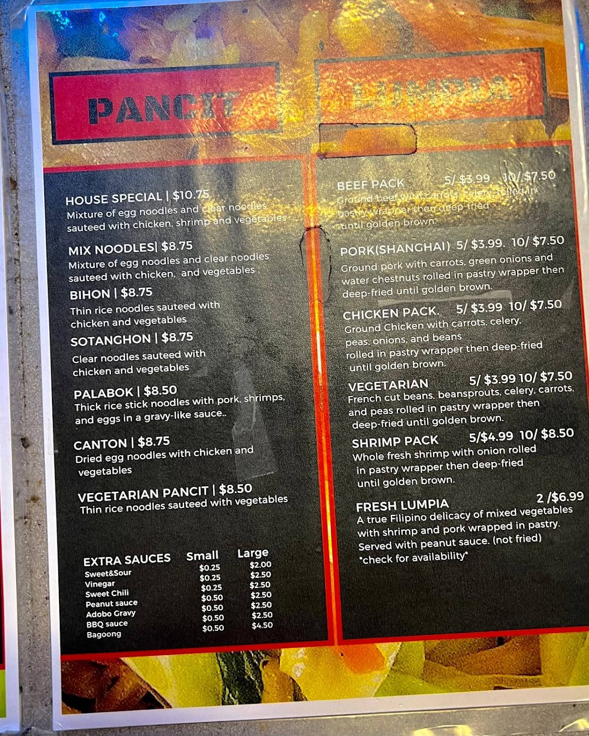 Menu at Best Lumpia BBQ, Stockton, Thornton Rd J