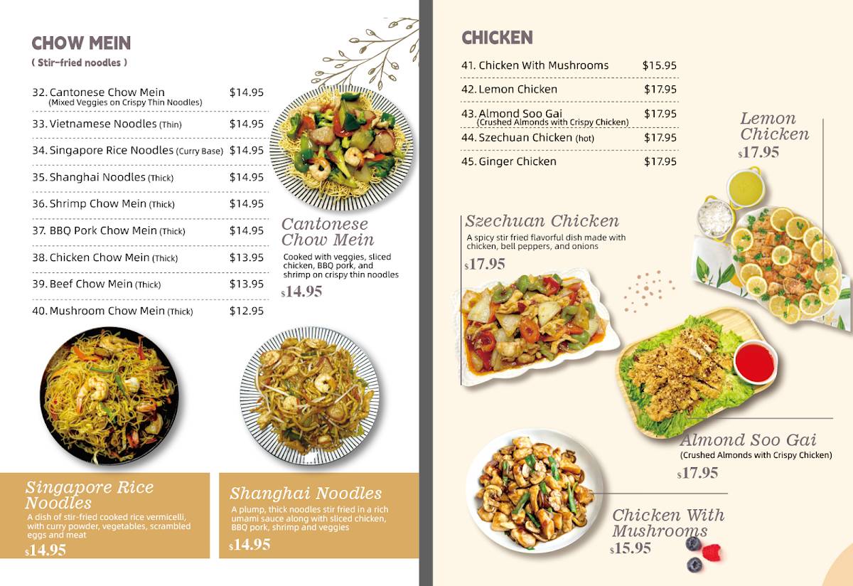 Menu at Bethune Chinese Kitchen restaurant, Bethune