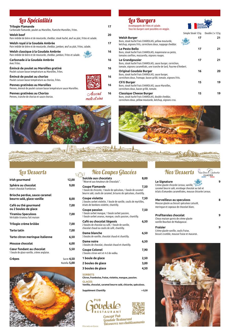 Carta de Goudale Restaurant Béthune, Béthune