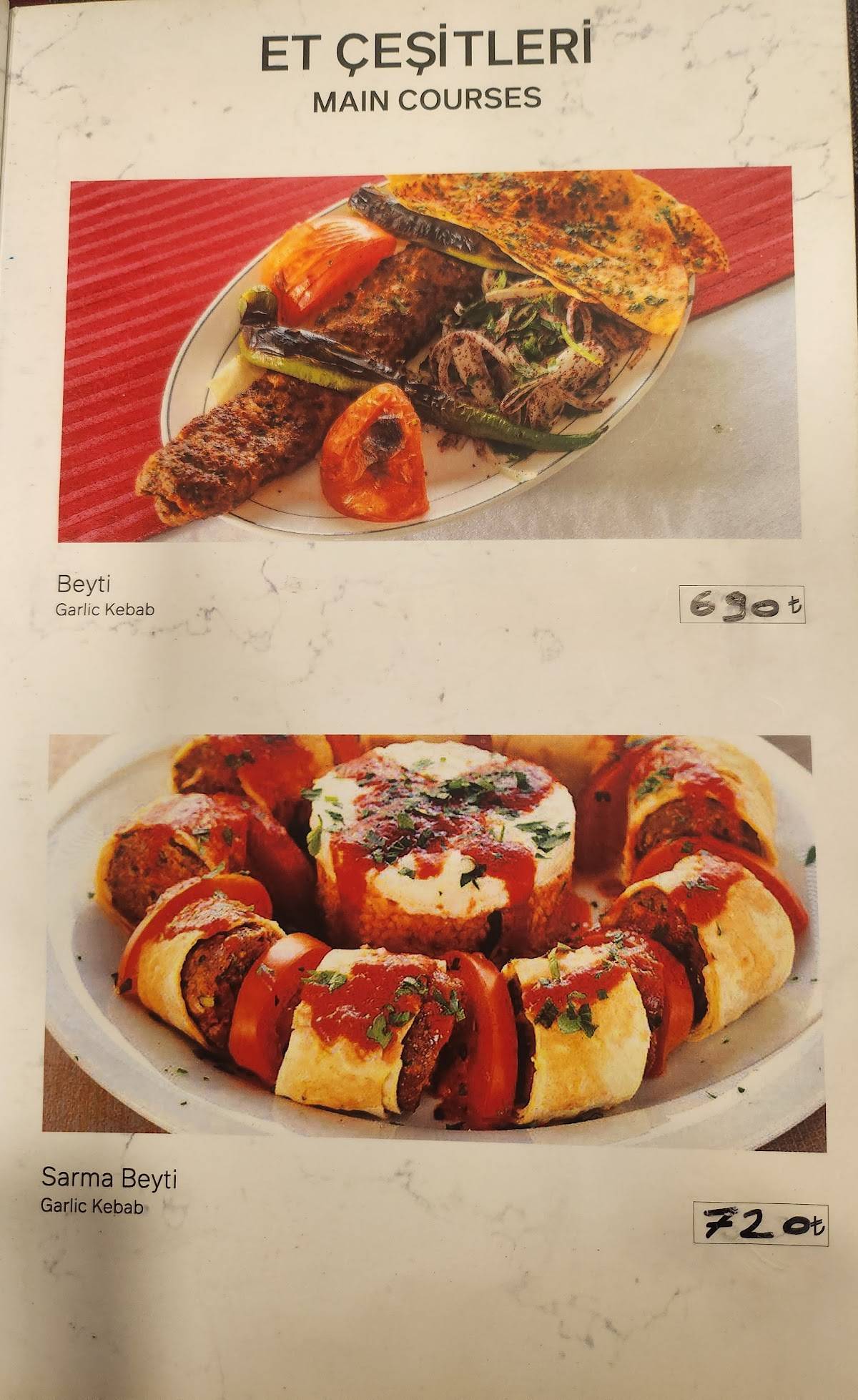 Menu at Beyoğlu Ocakbaşı & Restaurant, Istanbul