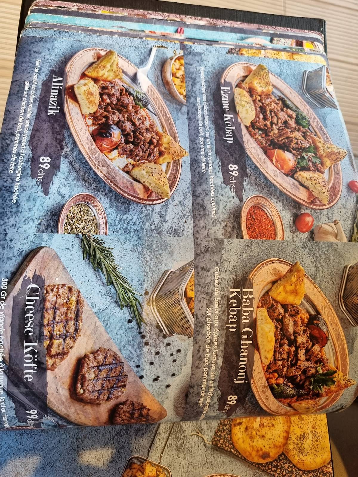 Menu au Beyti Istanbul restaurant, Rabat, Av. Annakhil