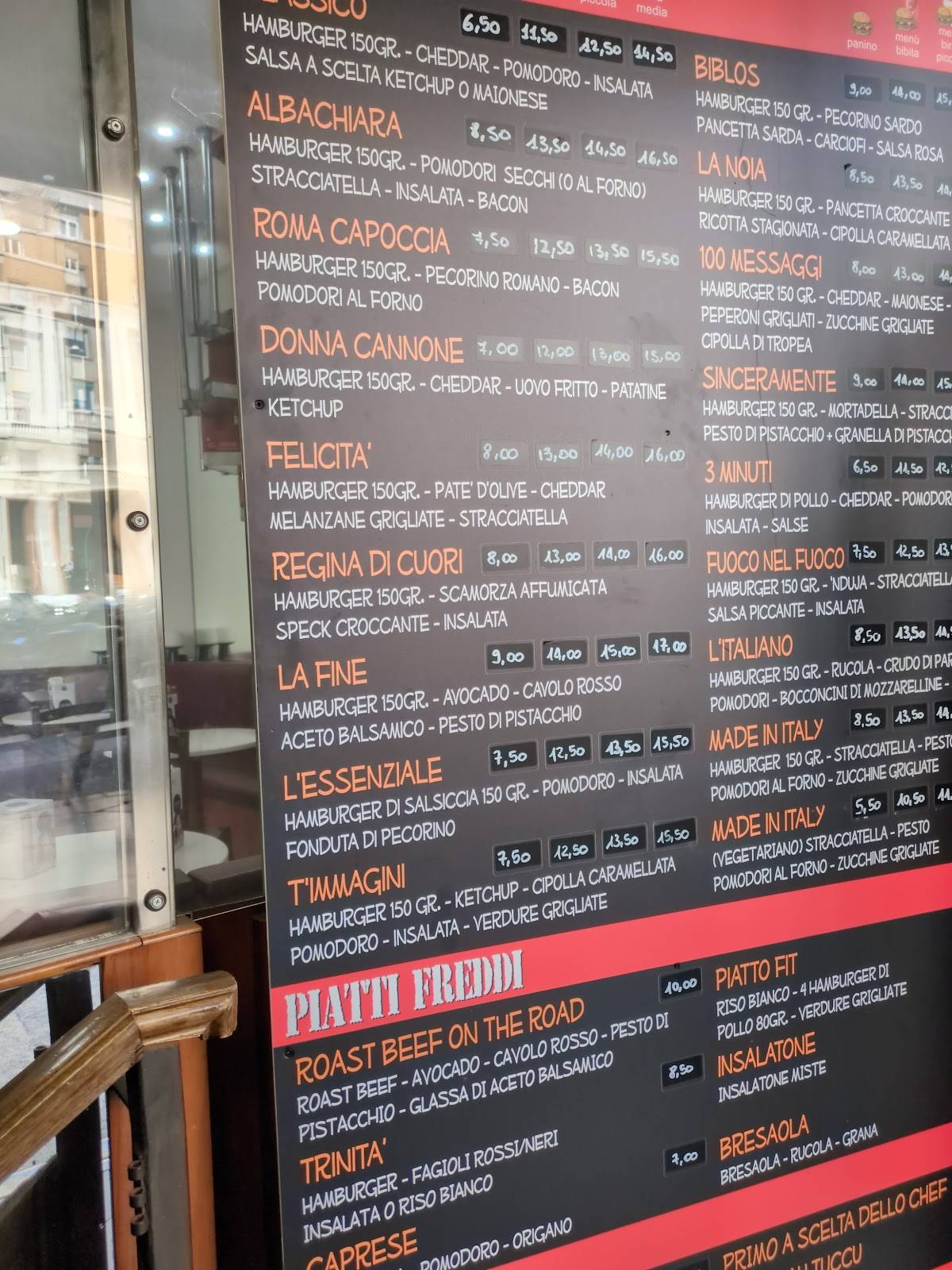 Carta de Biblos Pub - Hamburgeria & Birreria - Aperitivi, Génova