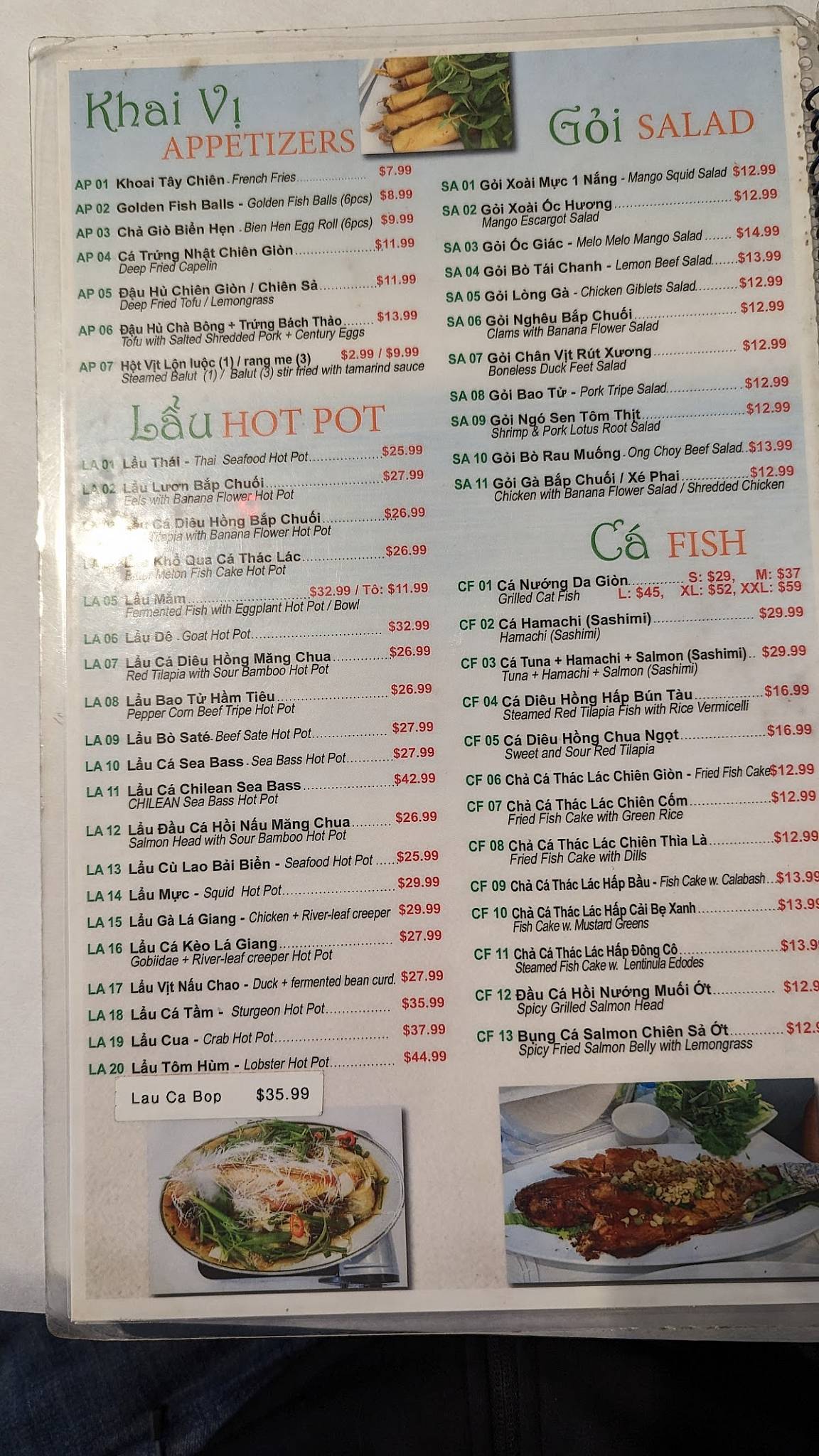 Menu at Biển Hẹn Seafood & Lẩu restaurant, Westminster