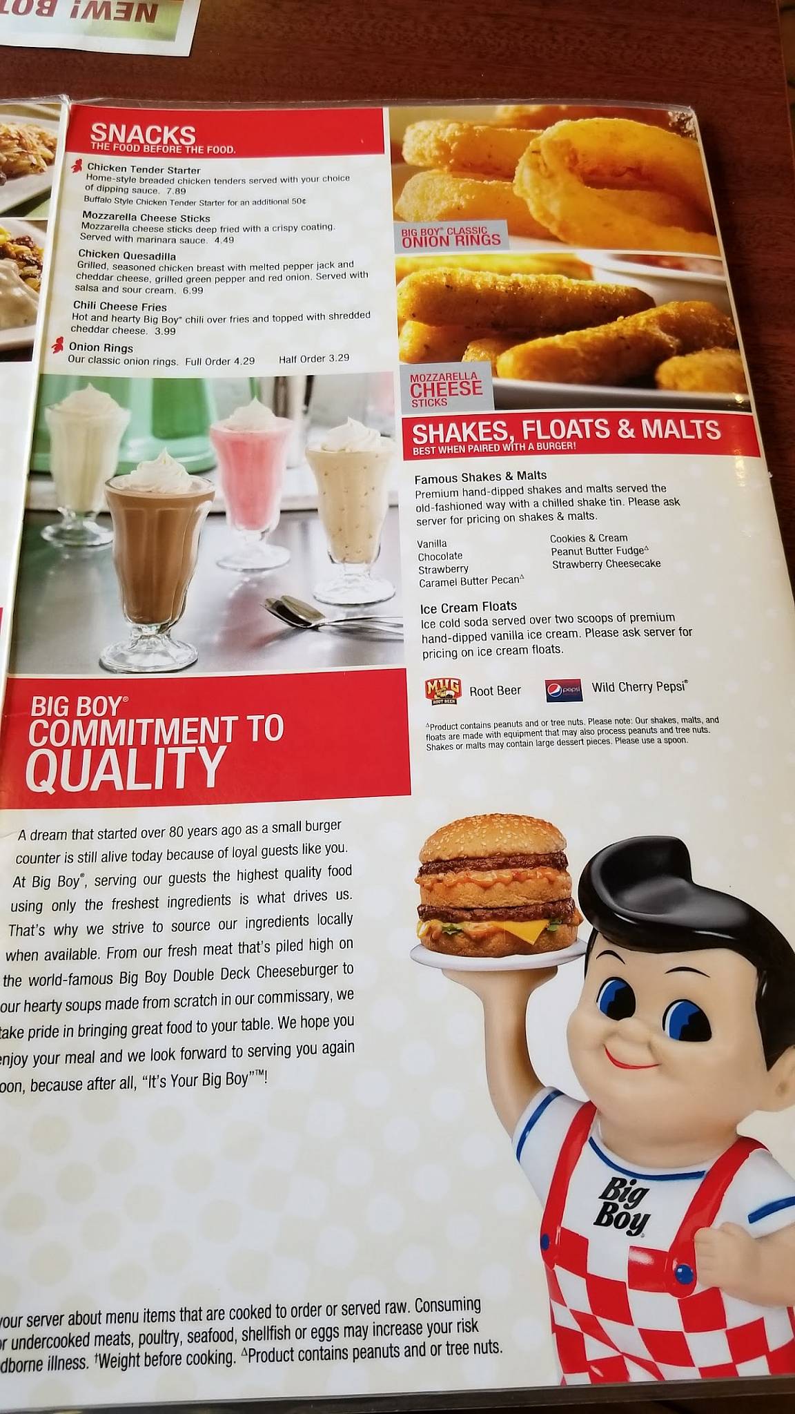Menu at Big Boy restaurant, Fort Gratiot Township, 24th Ave