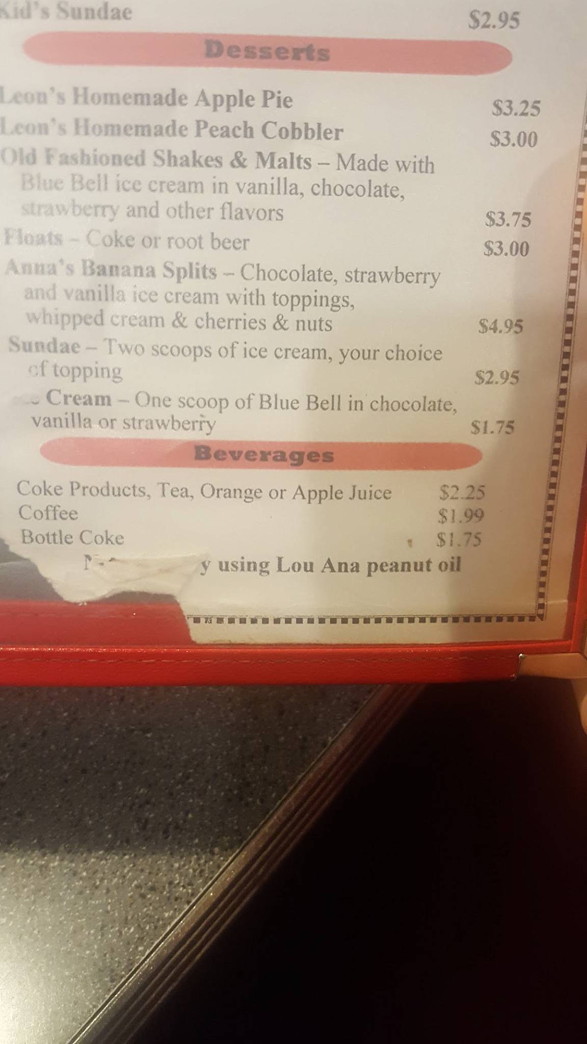 Menu at Big Time Diner restaurant, Mobile