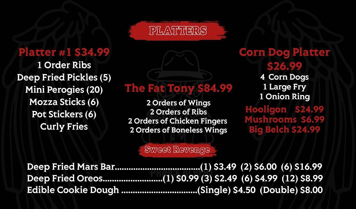 Menu at Big Wing's Prince Albert restaurant, Prince Albert
