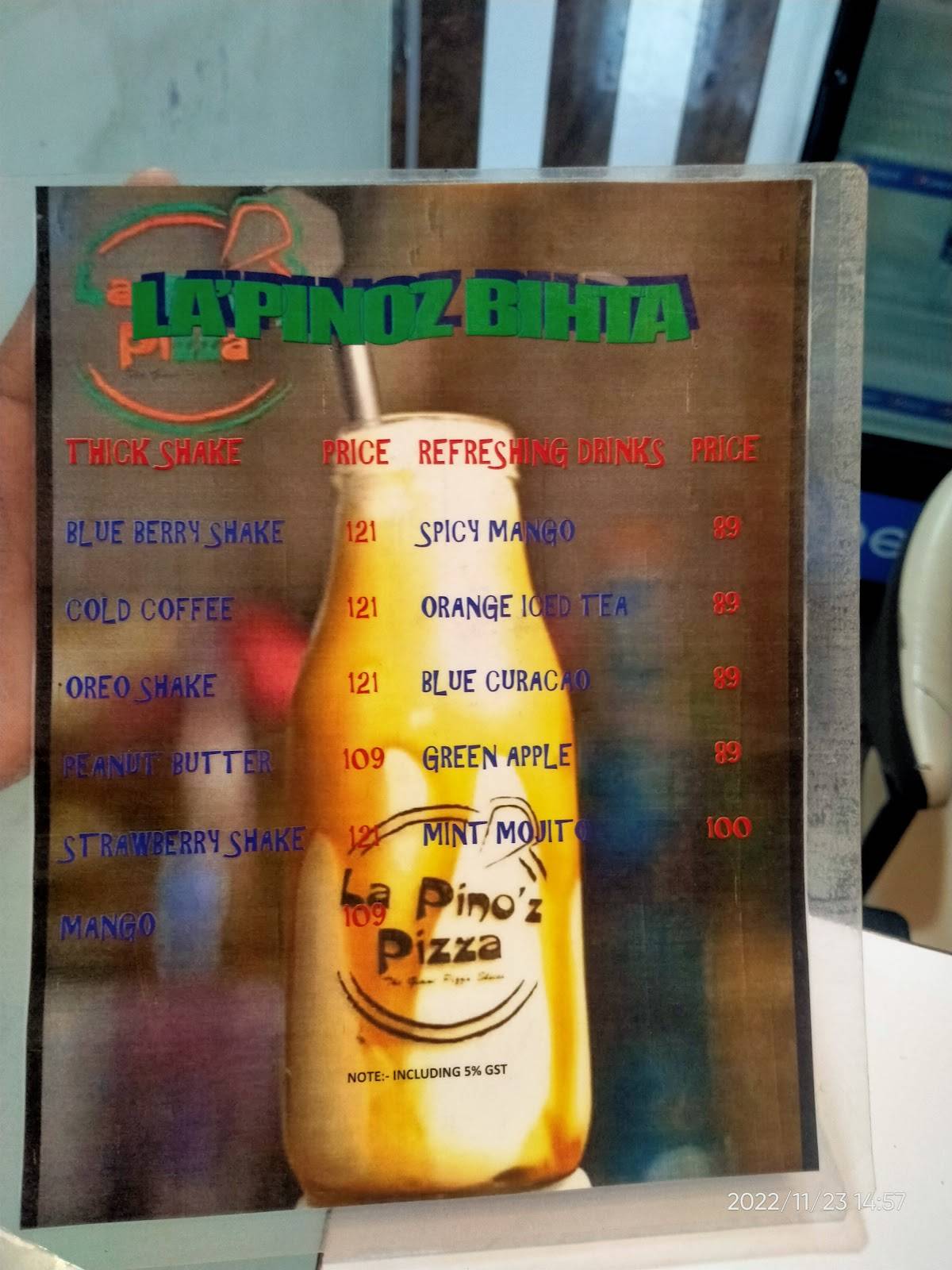 Menu at La Pino'z Pizza, Bihta