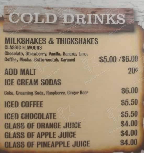 Menu at Bikini Beach Cafe, Redcliffe