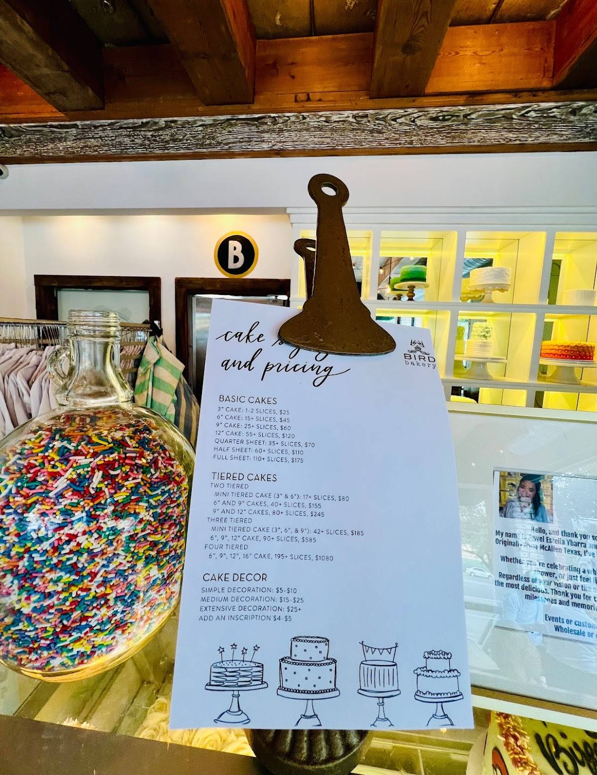Menu at Bird Bakery, San Antonio