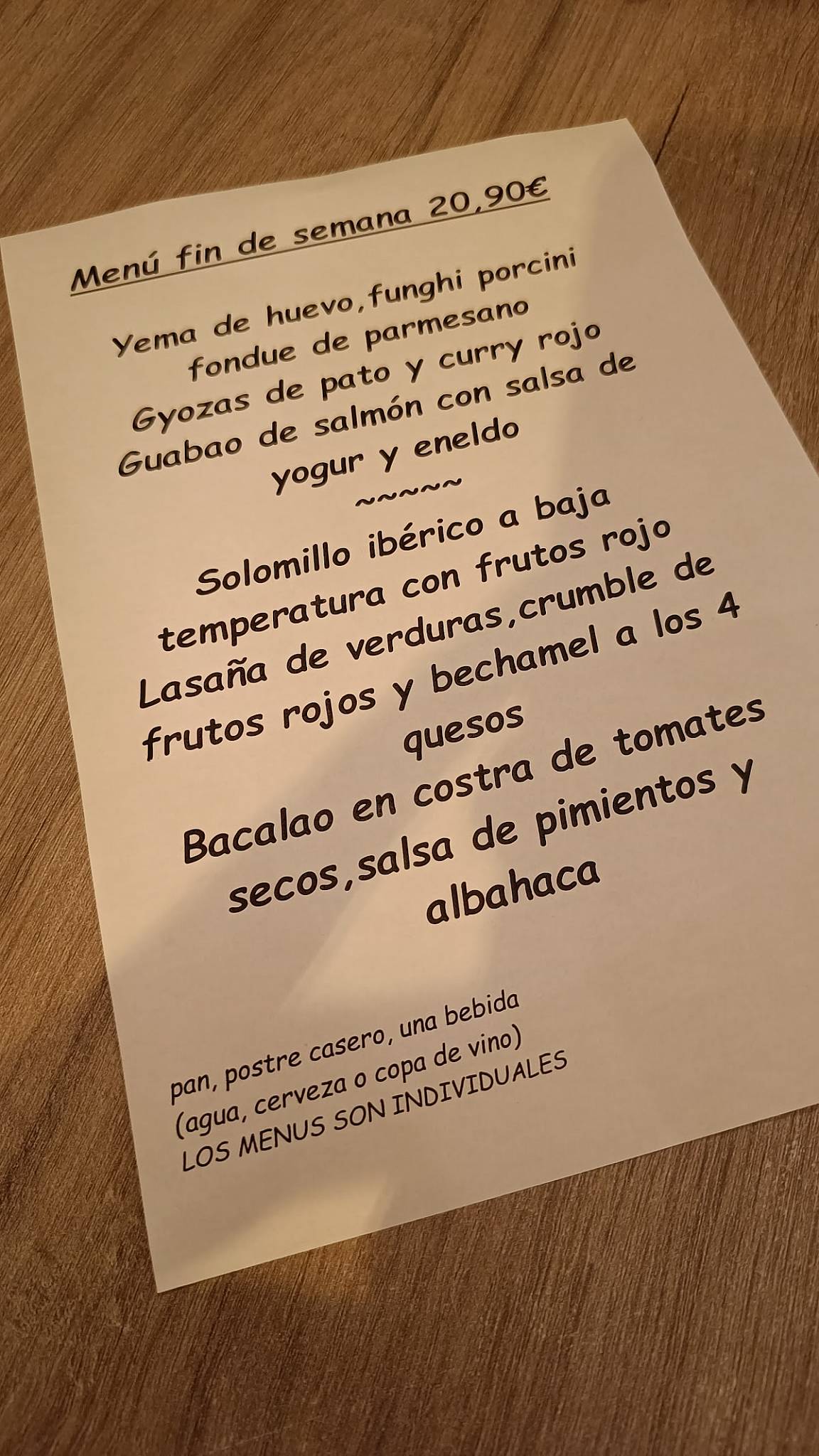 Carta del restaurante Bistró 21, Gijón, calle Aguado nr 21