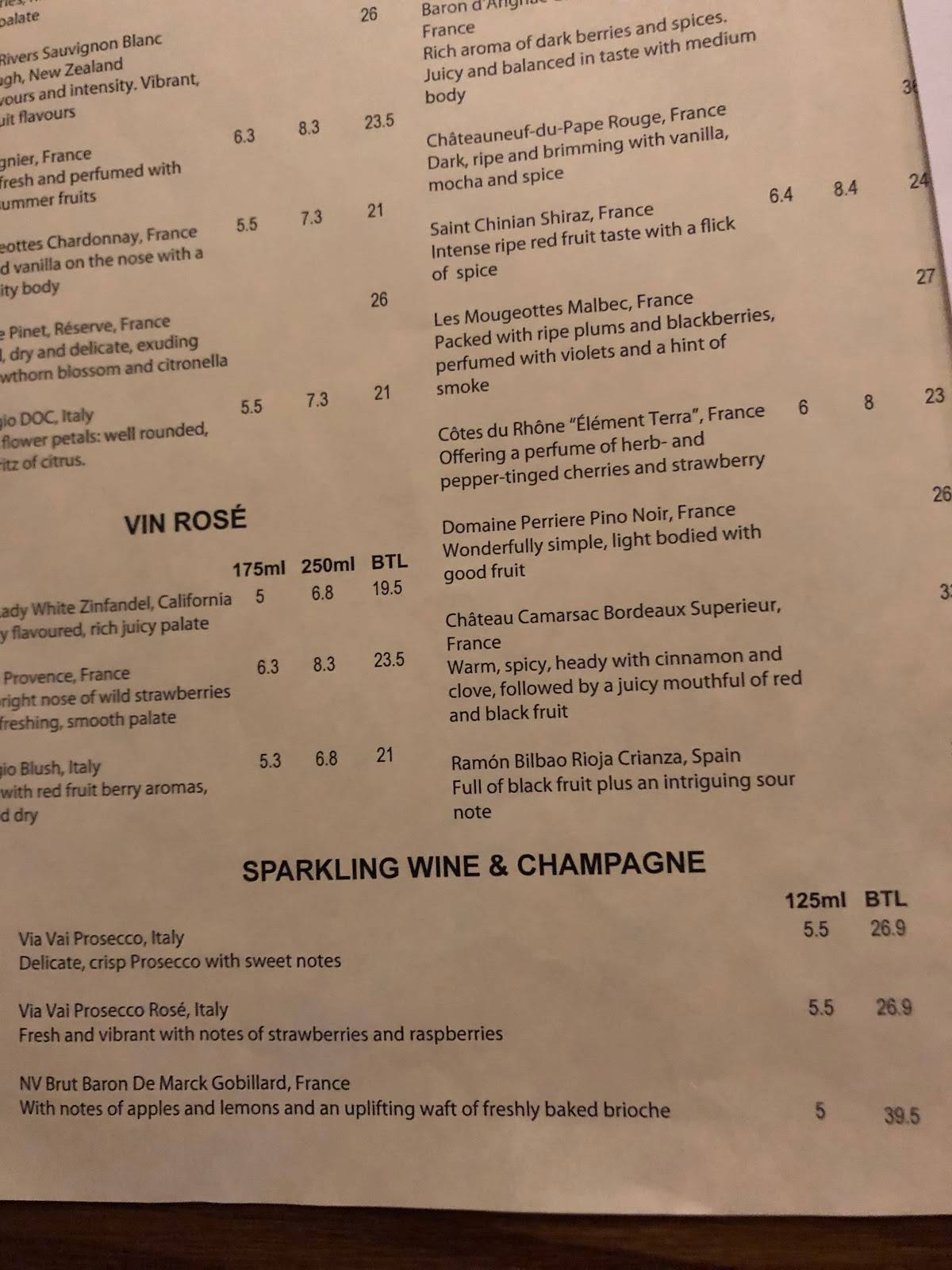 Menu at Bistro Pierre restaurant, Liverpool, 14 Button St