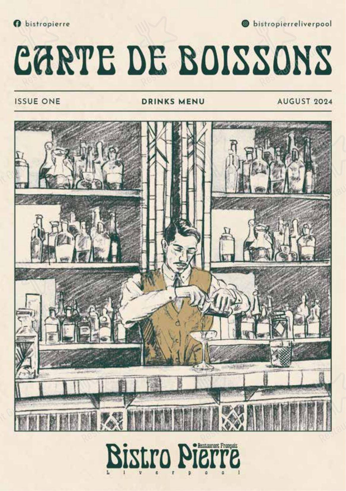 Menu at Bistro Pierre LIVERPOOL CAVERN QUARTER pub & bar, Liverpool, 14 ...