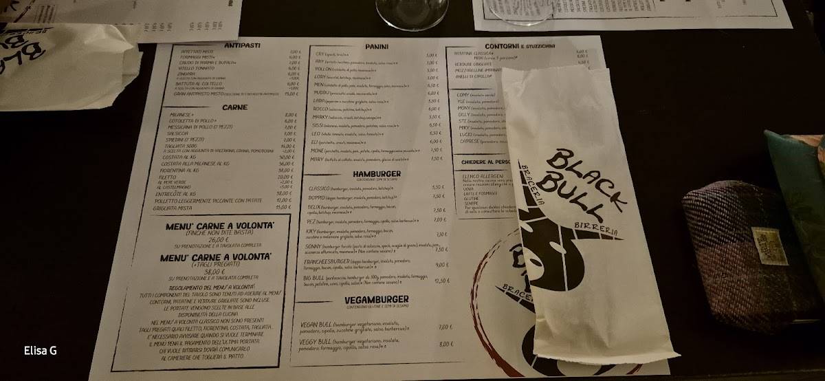 Menu at Black Bull Braceria - Birreria - Pub, Peveragno, Via Cuneo