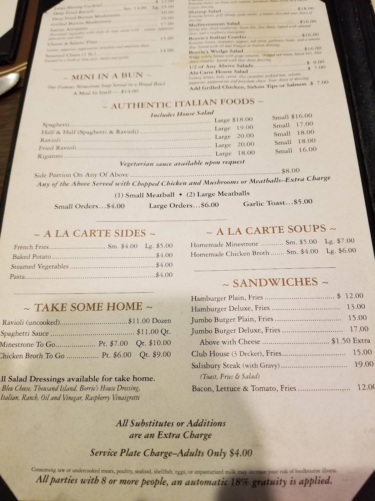 Menu at Borries 2.0 steakhouse, Black Eagle