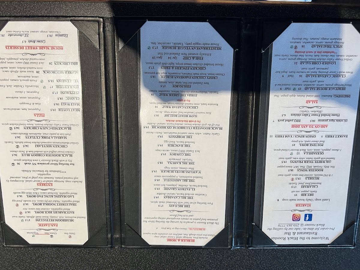 Menu at Black Rooster Classic Bar & Grill, Castlegar
