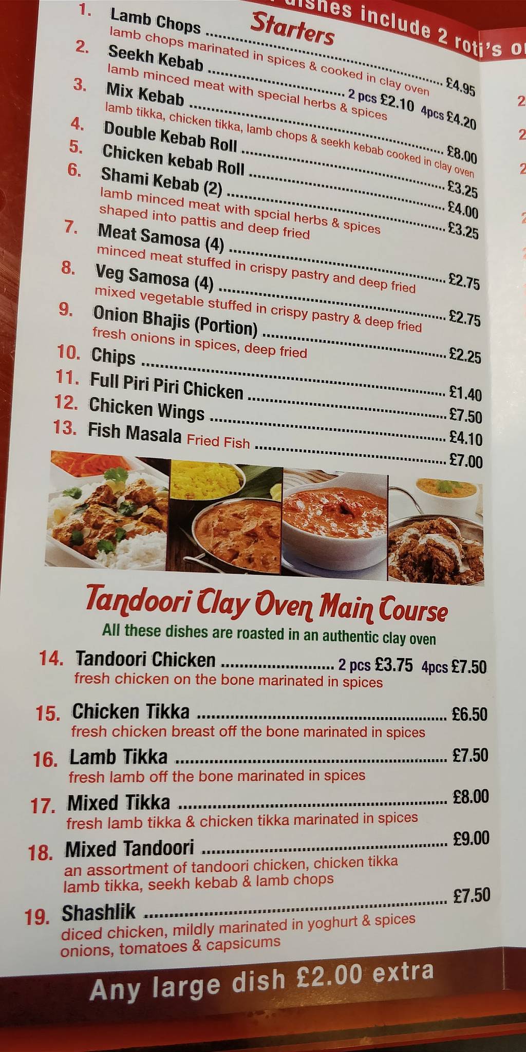 Carta de Taste of india restaurant, Blackburn, 31 Mincing Ln