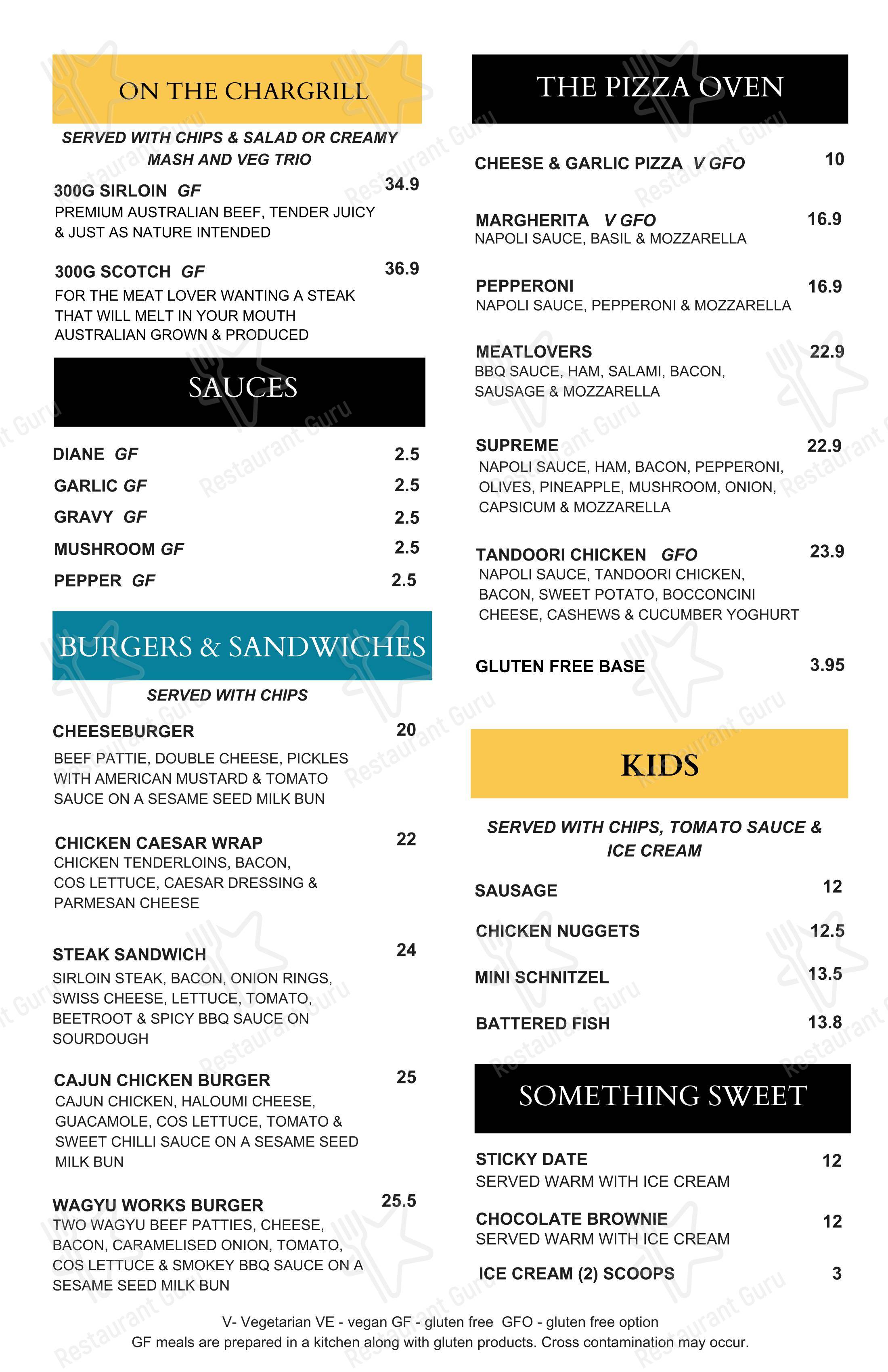 Menu at Blackbutt Hotel restaurant, New Lambton, 80 Orchardtown Rd