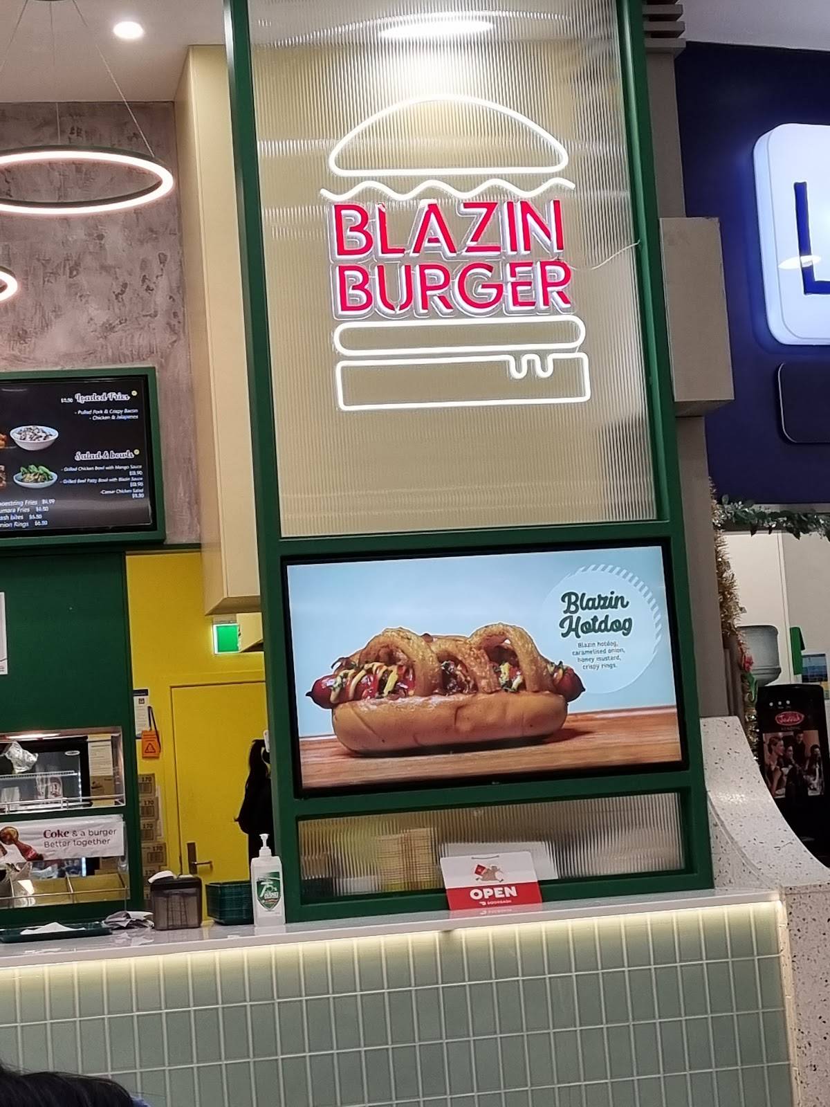 Menu at Blazin Burger Glenfield Mall restaurant, Auckland, Glenfield Mall