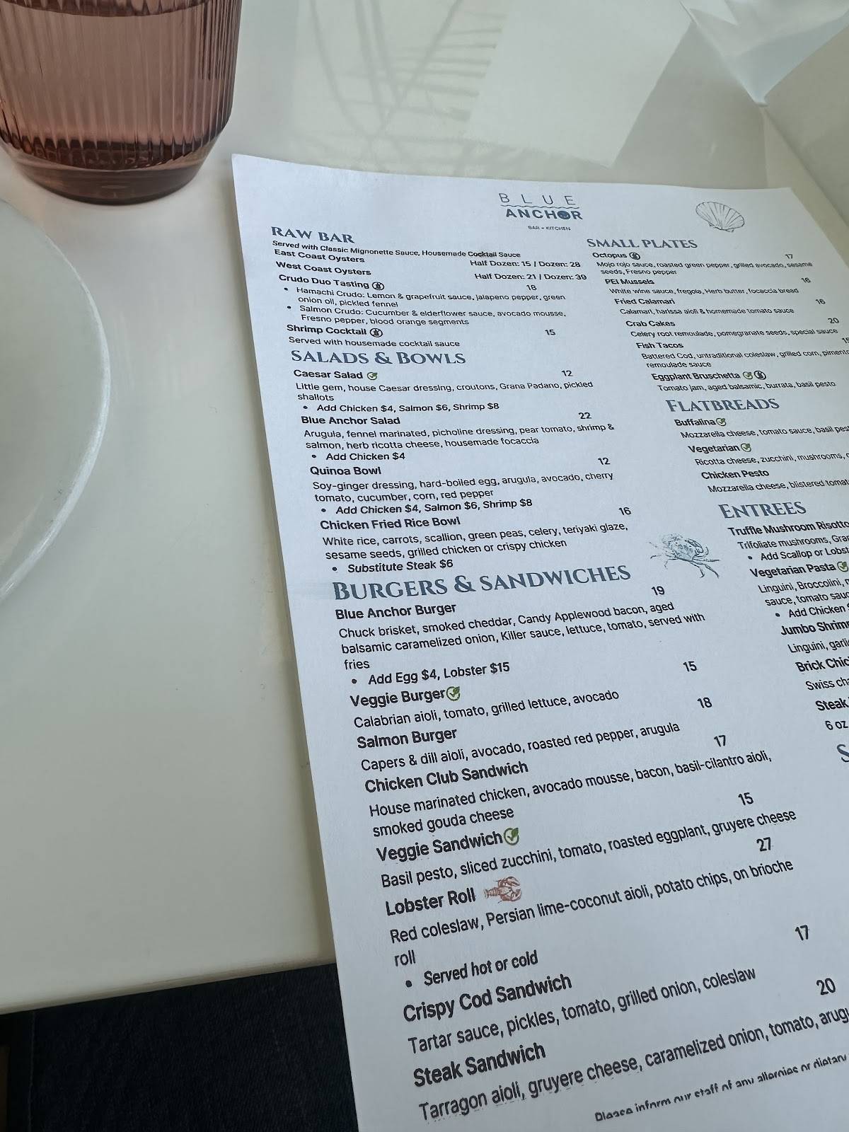 Menu at Blue Anchor pub & bar, Jersey City