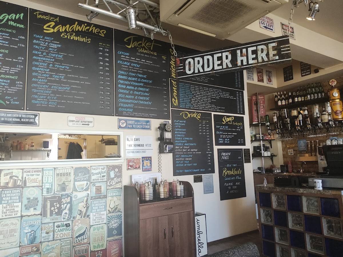 Menu at Blue Cafe, Leatherhead