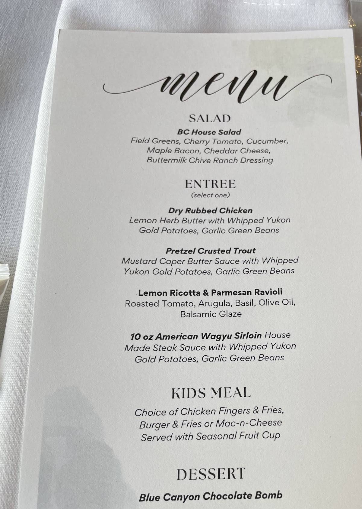 Menu at Blue Canyon Kitchen & Tavern restaurant, Twinsburg