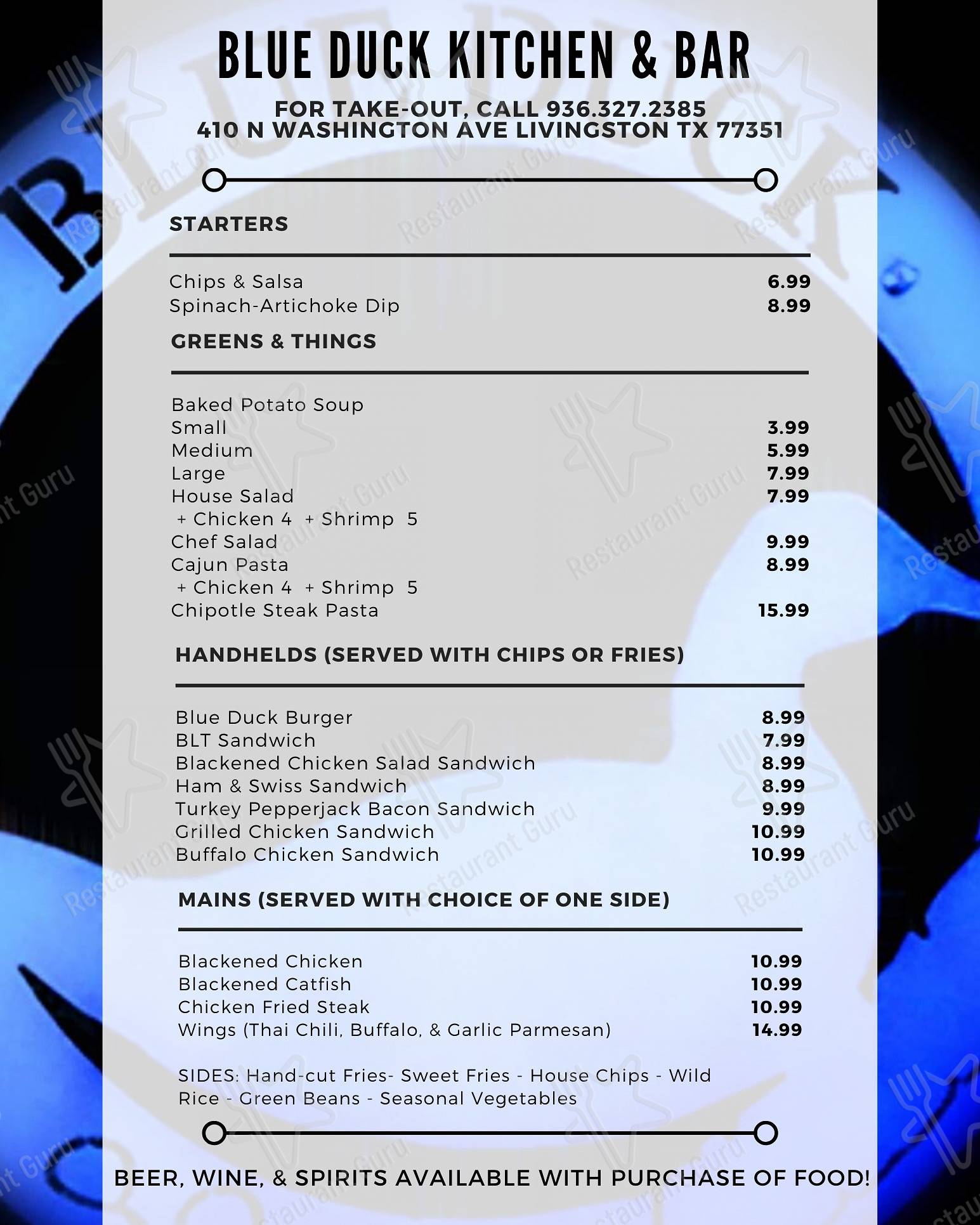 Menu at The Blue Duck Kitchen & Bar, Livingston