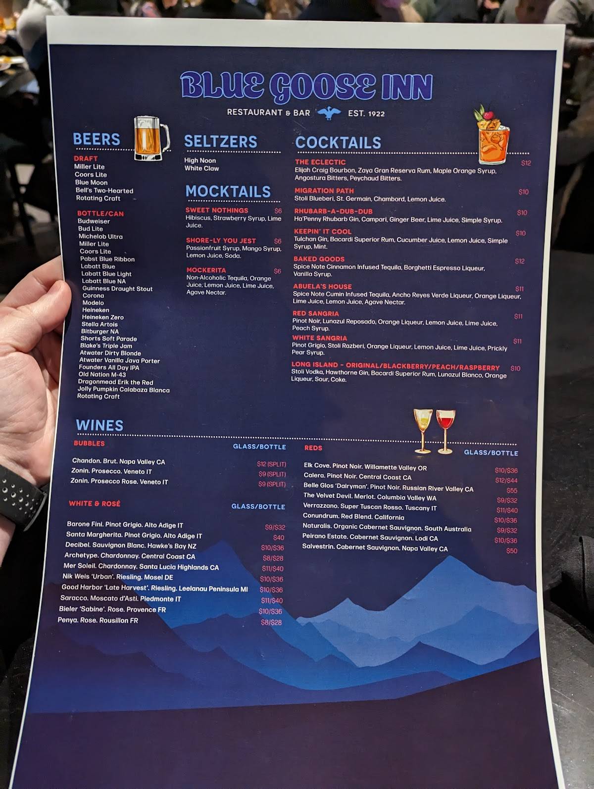 Menu at Blue Goose Inn pub & bar, Saint Clair Shores