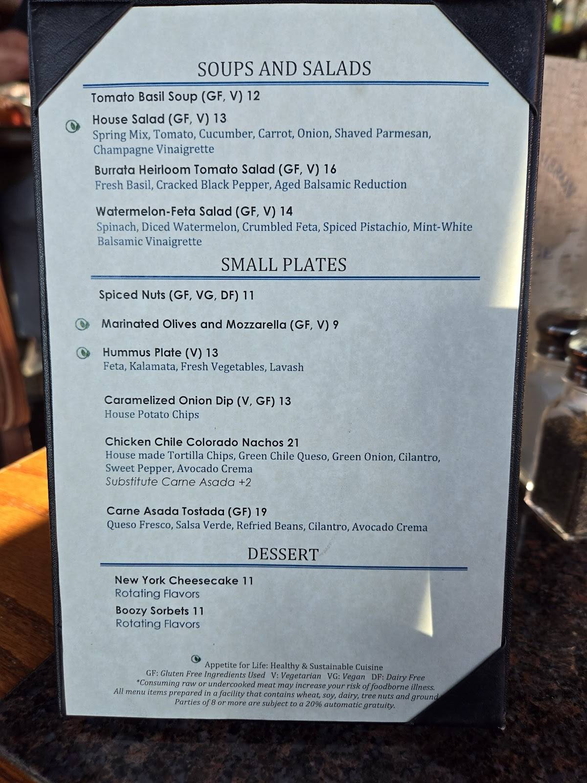 Menu at Blue Heron Lounge pub & bar, USA, The Blue Heron
