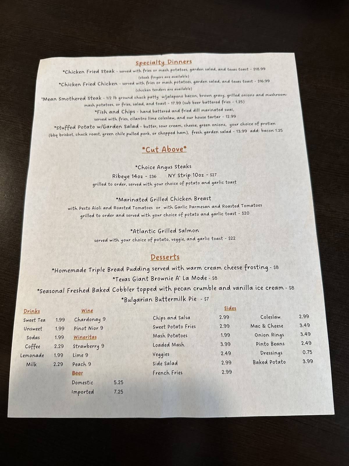 Menu at Blue Jean Café restaurant, Stamford