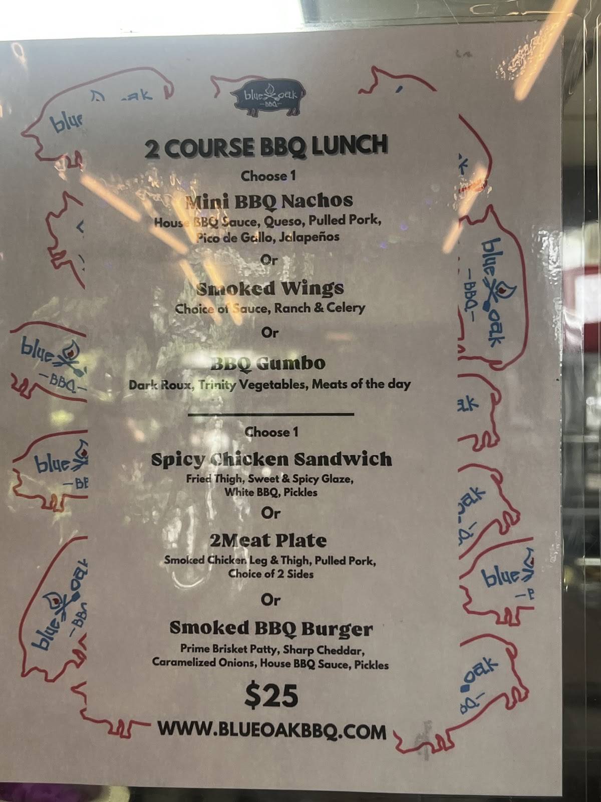 Menu at Blue Oak BBQ, New Orleans, 900 N Carrollton Ave