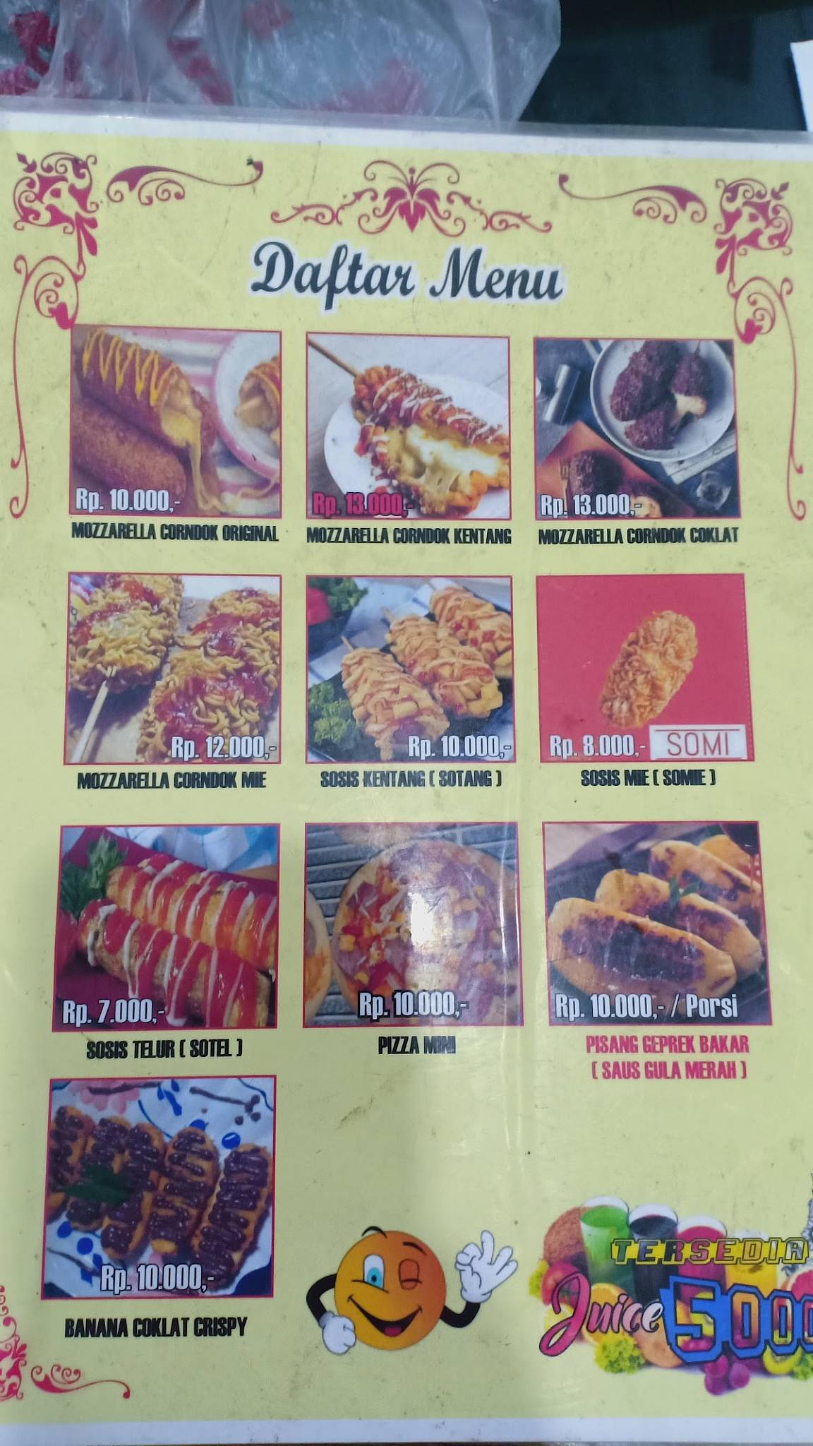 Menu at Blue container restaurant, Indonesia