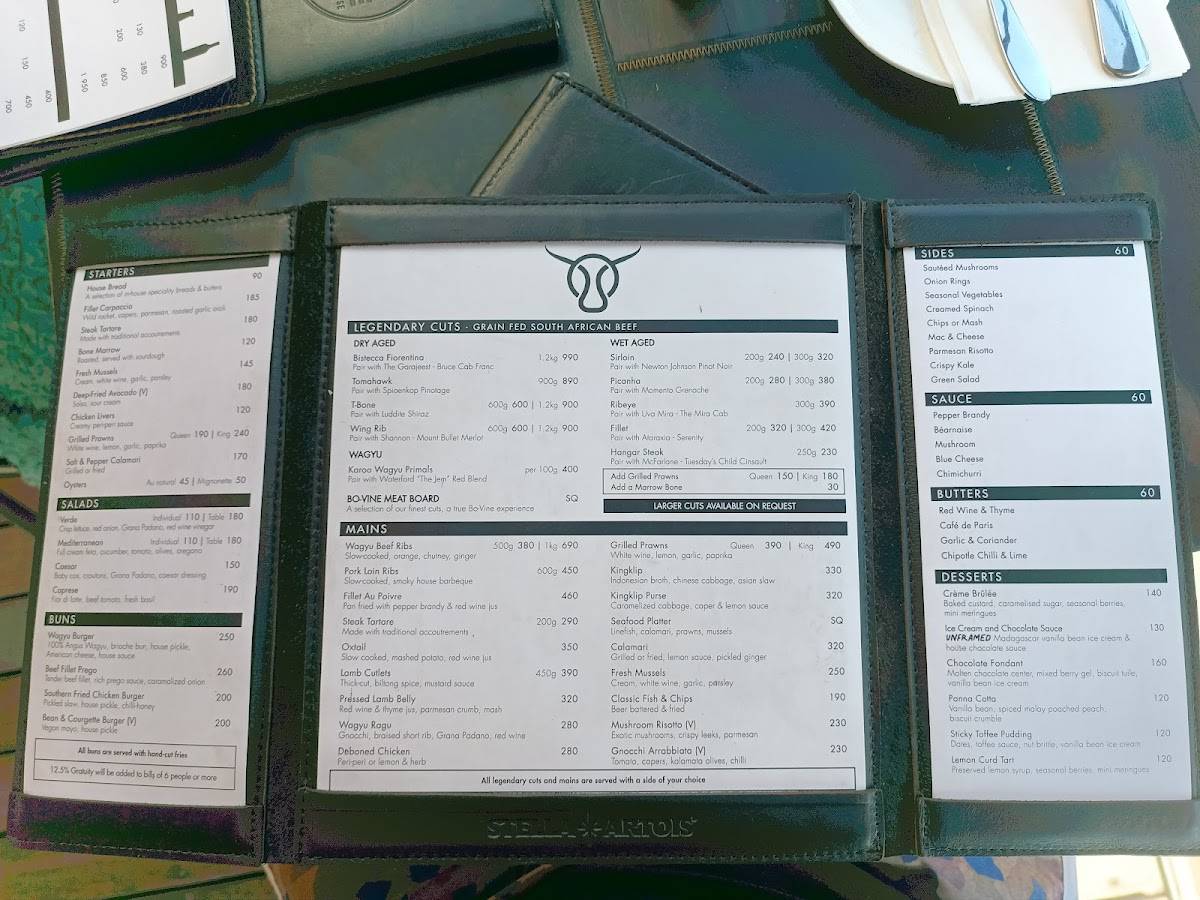 Menu at Bo-Vine Wine & Grill House Camps Bay restaurant, Cape Town