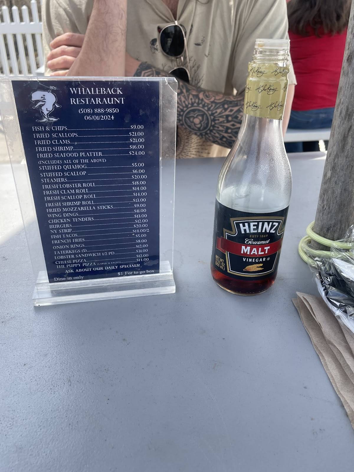 Menu at Bob O'Malley's Whaleback Restaurant, Sandwich
