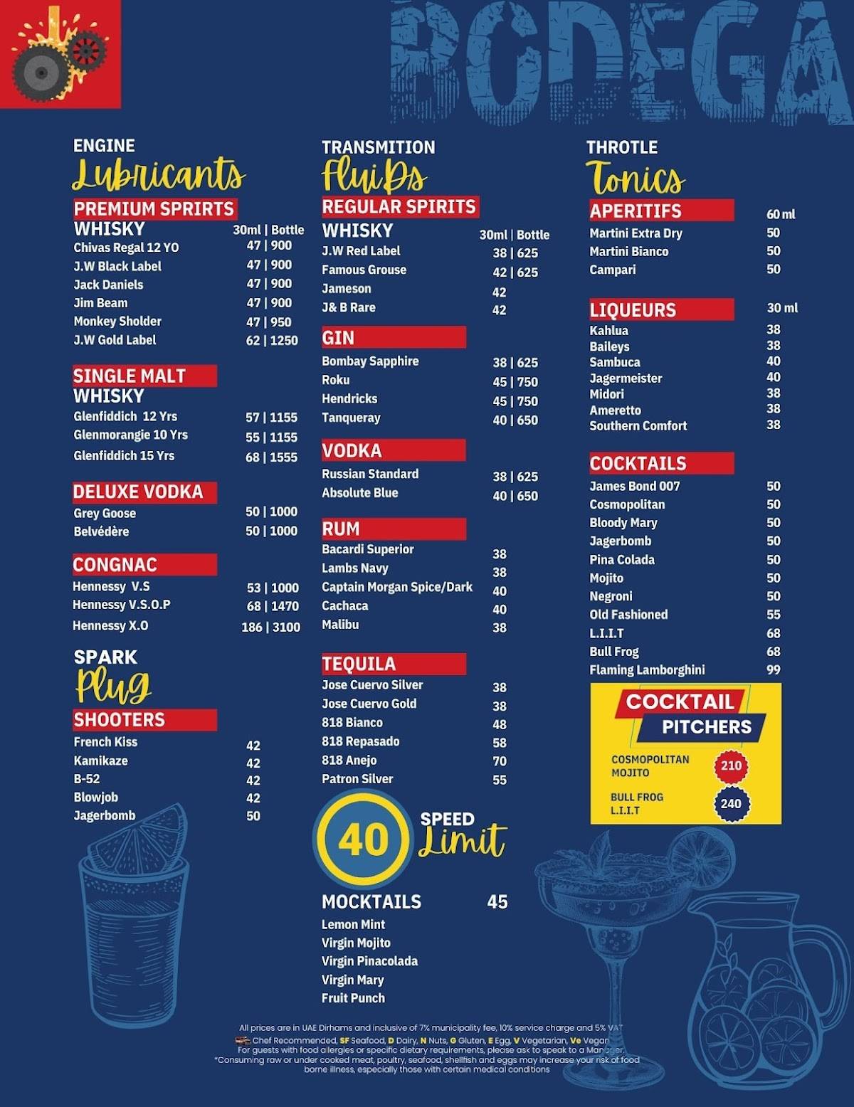 Menu at Bodega Garage - Filipino Bar, UAE