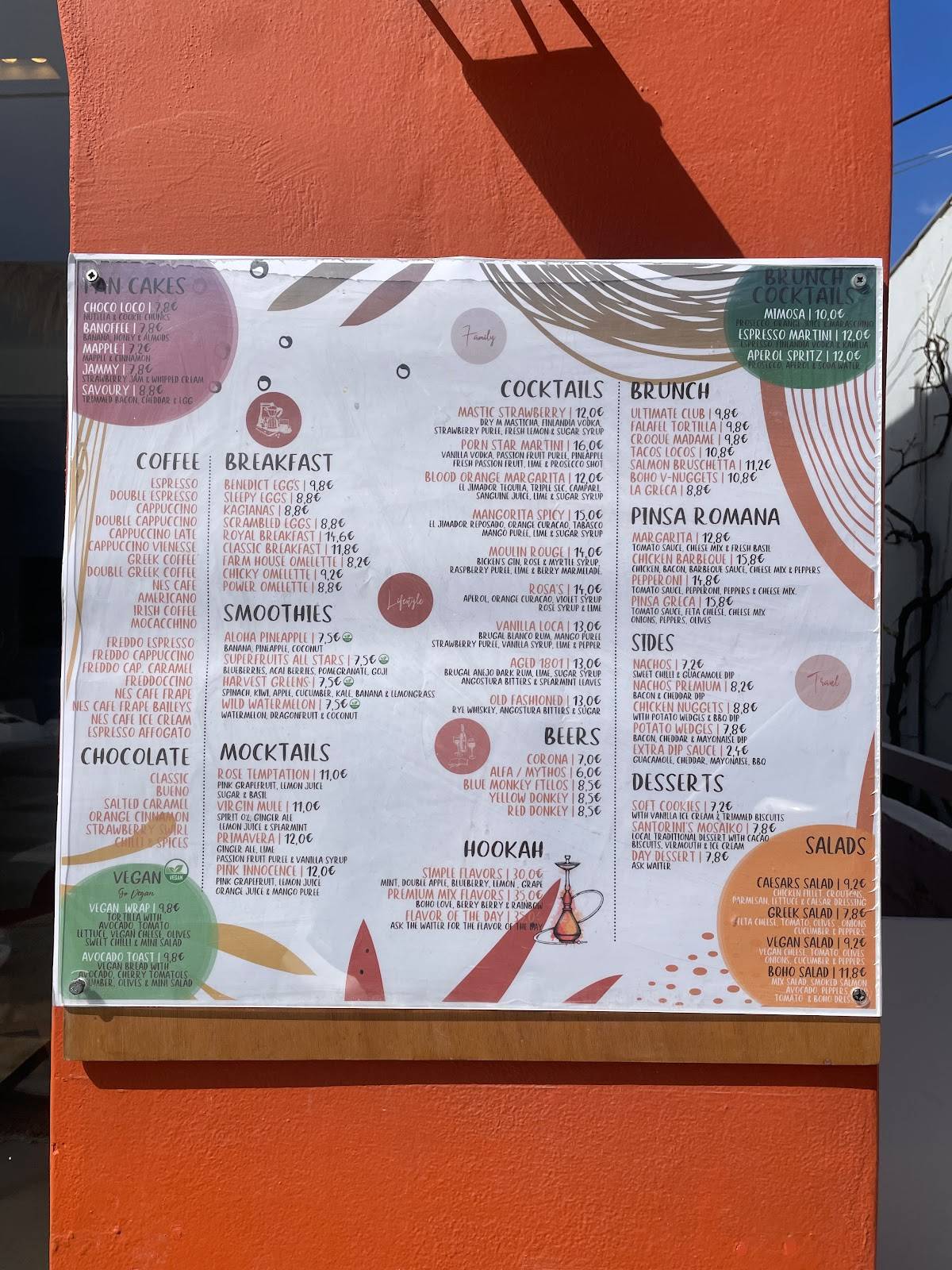 Menu at Bohemia The Journey, Thera, Bohemia The Journey