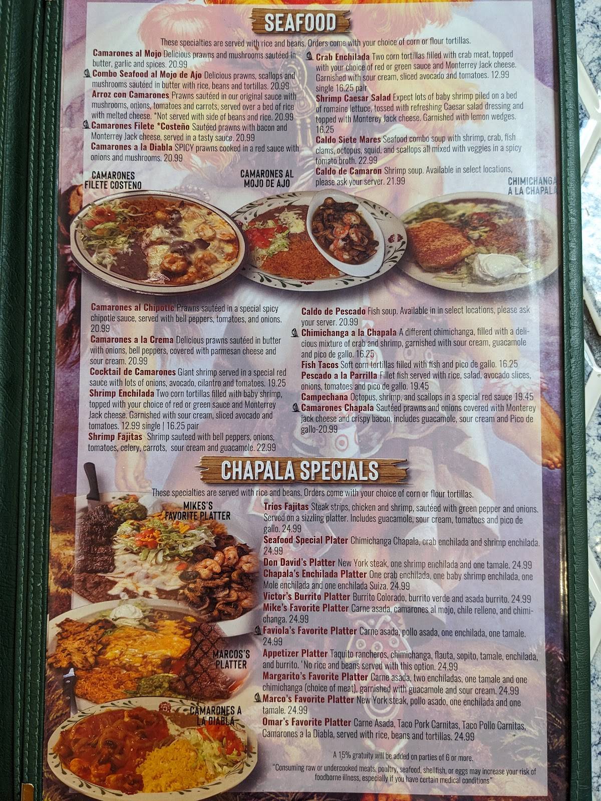Menu at Chapala Mexican Restaurant, Boise, S Vista Ave