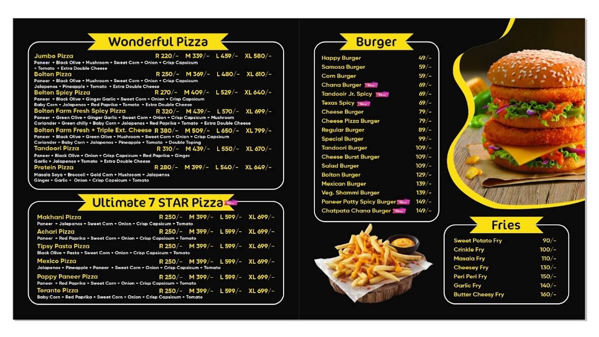 Menu at Bolton Pizza & Burger - Best Pizza Restaurant in Mudki, Best ...