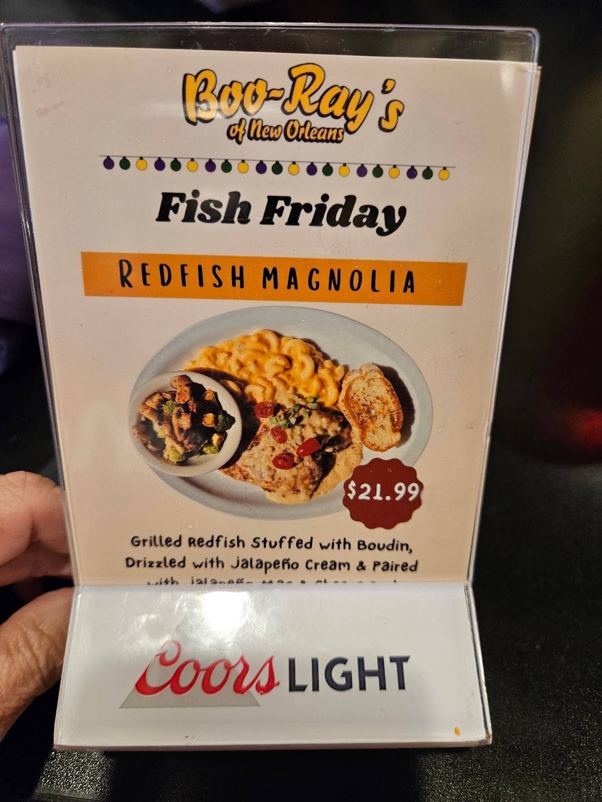 Menu at Boo-Ray's of New Orleans restaurant, Hudson Oaks, 201 Hudson ...