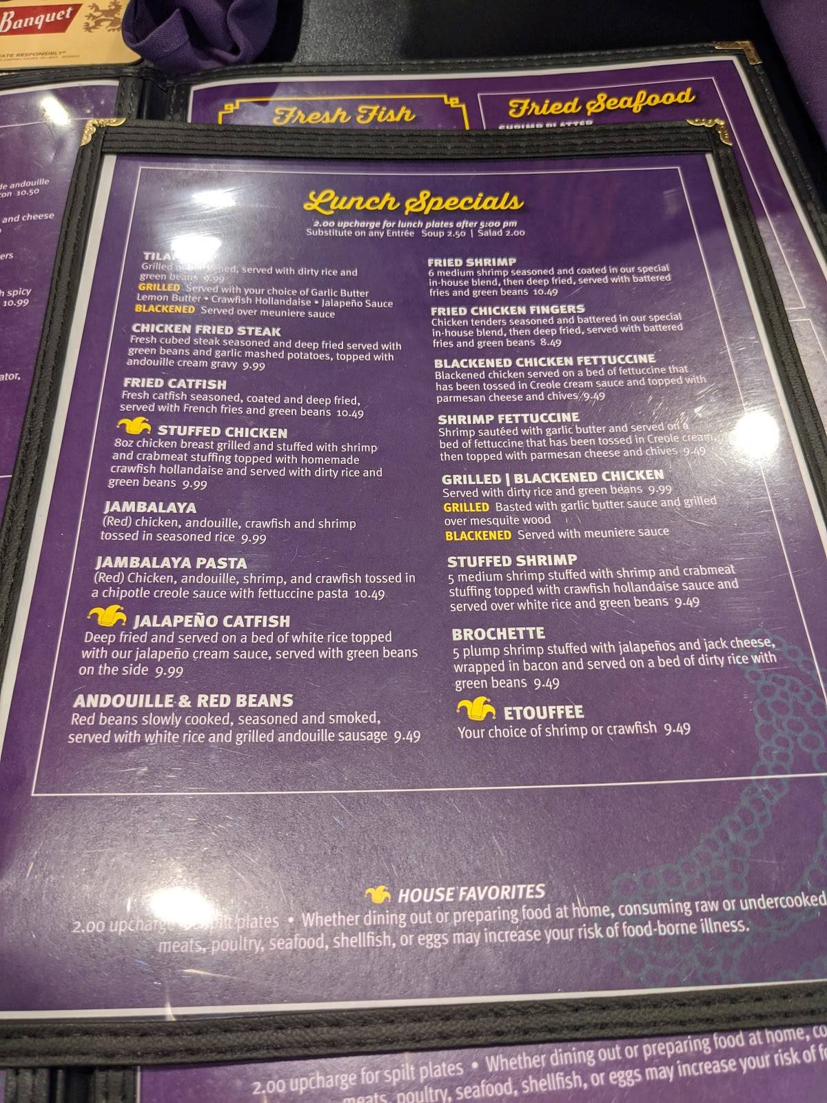Menu at Boo-Ray's of New Orleans restaurant, Hudson Oaks, 201 Hudson ...