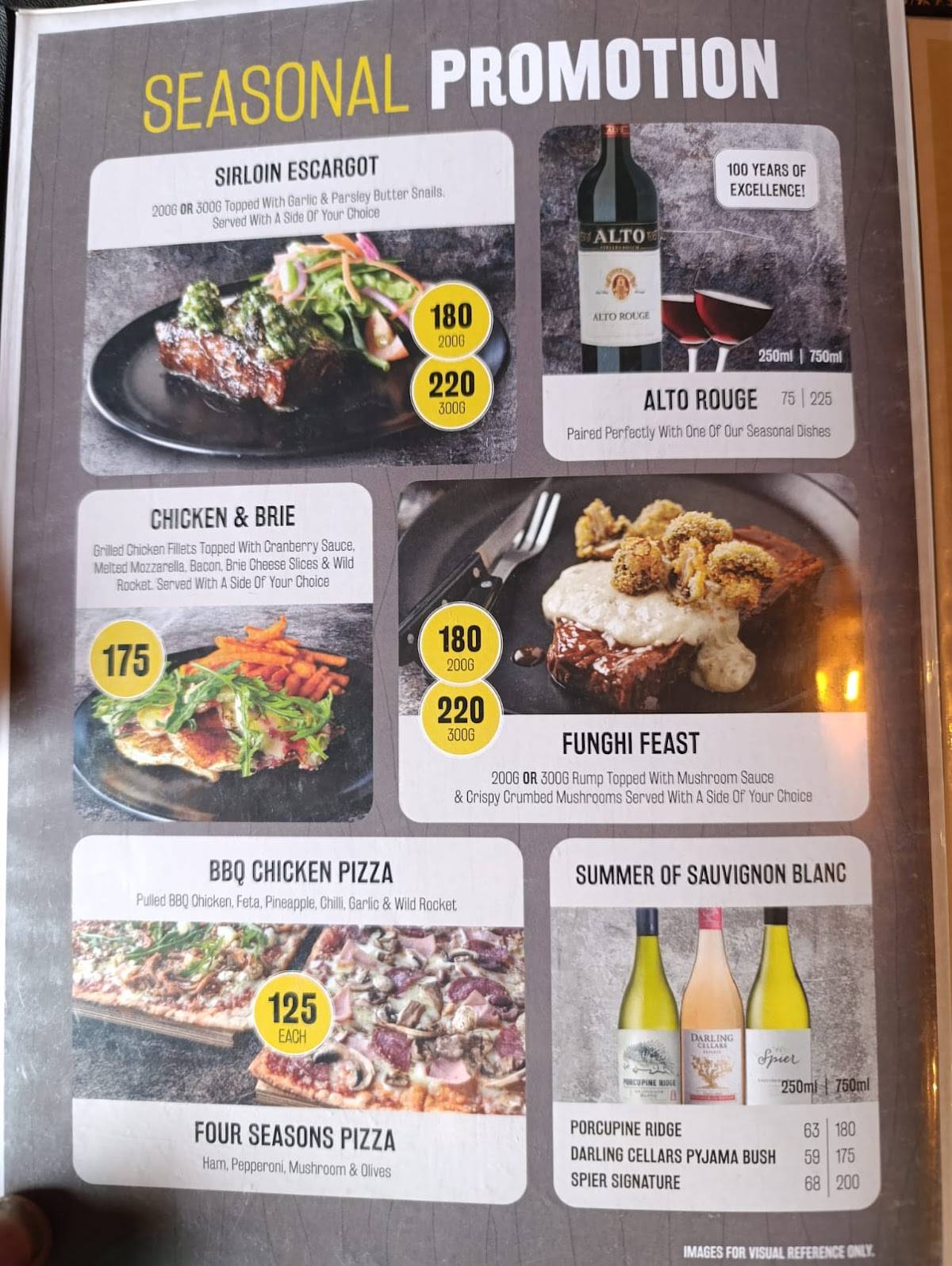 Menu at Bossa Fourways restaurant, Randburg