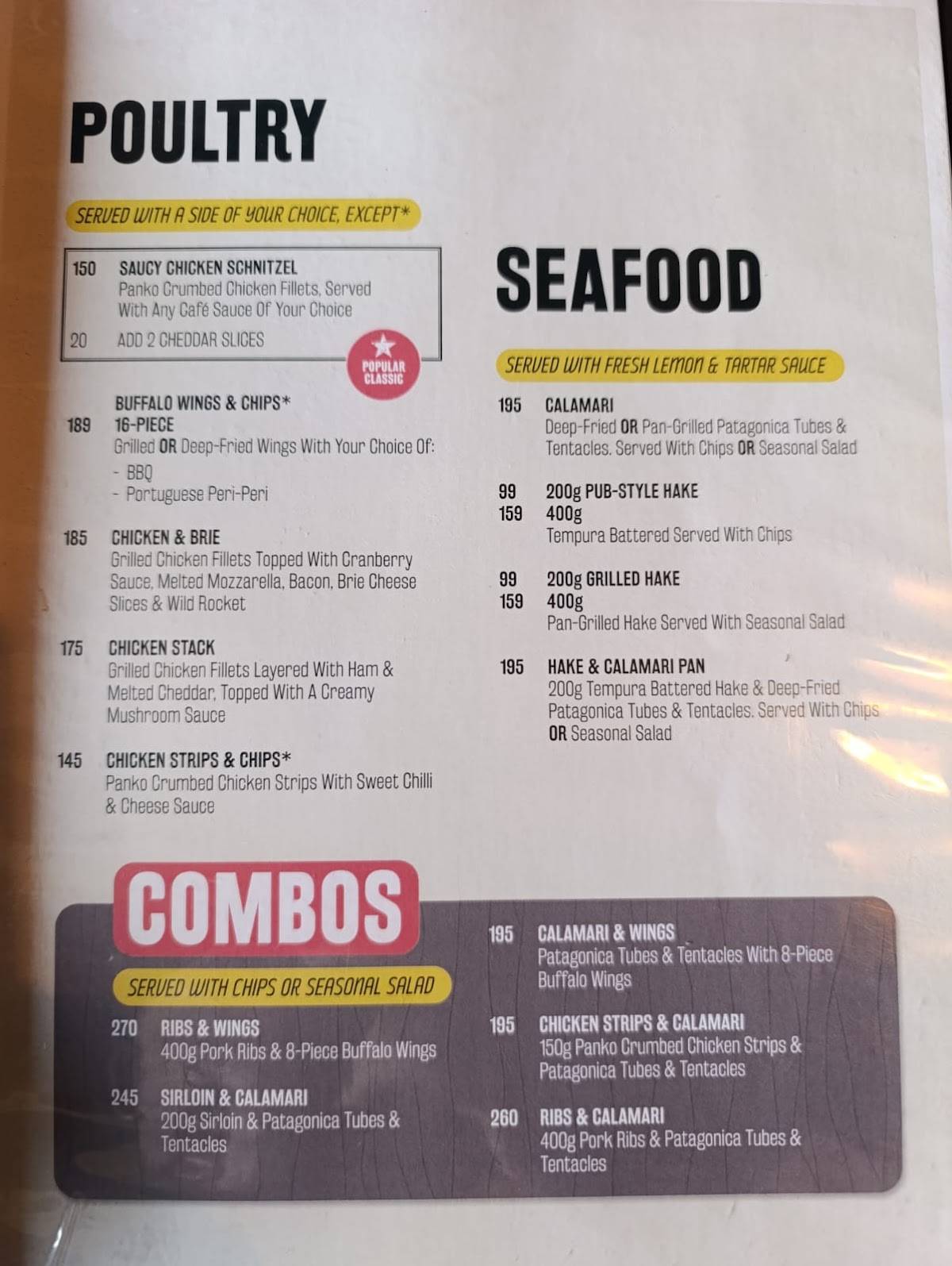 Menu at Bossa Fourways restaurant, Randburg