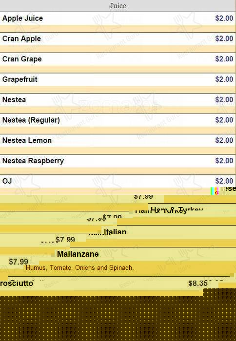 Menu at Mediterranean Grill Boston restaurant, Boston, 281 Franklin St