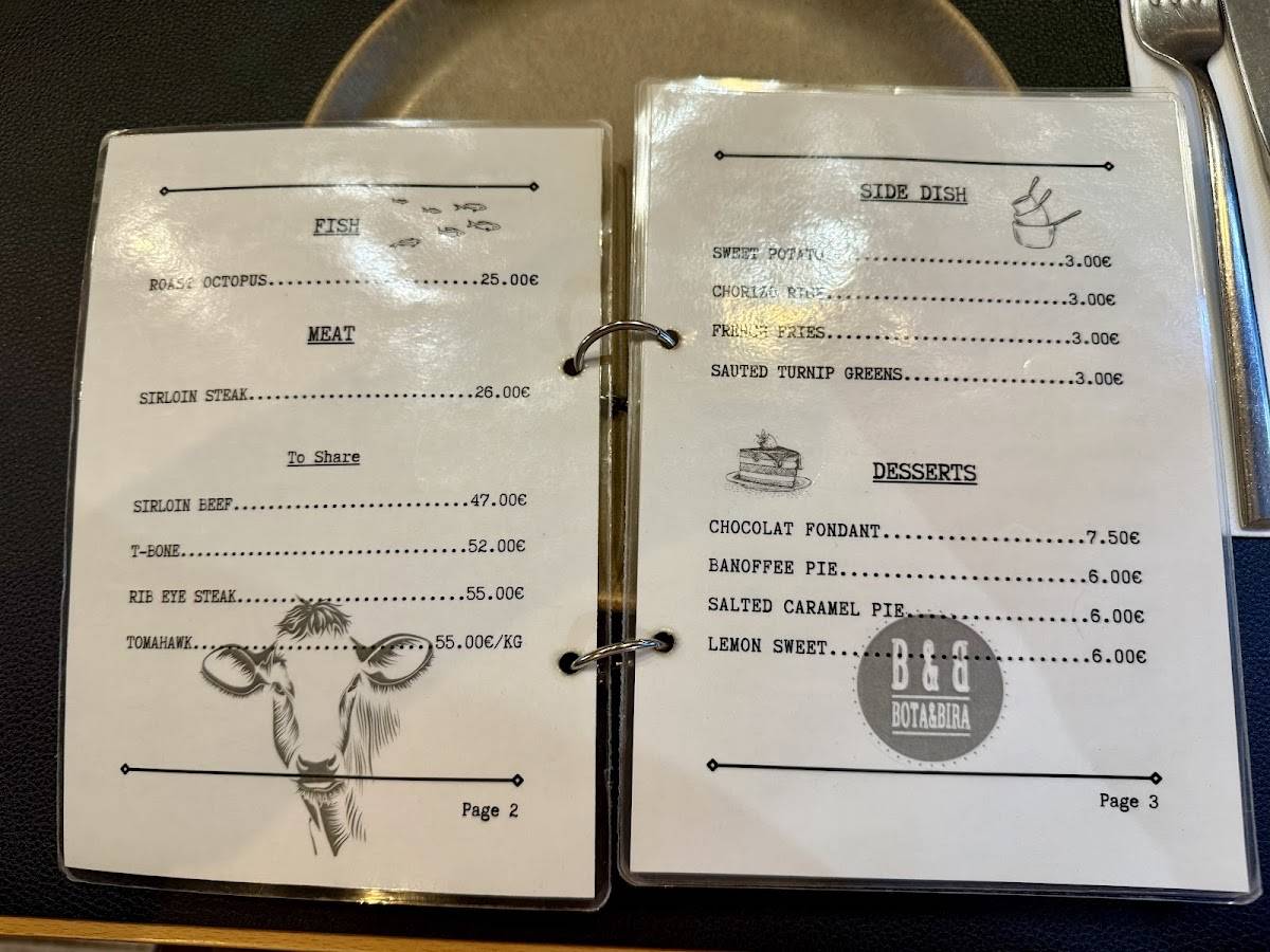 Menu at Bota & Bira BBQ, Porto