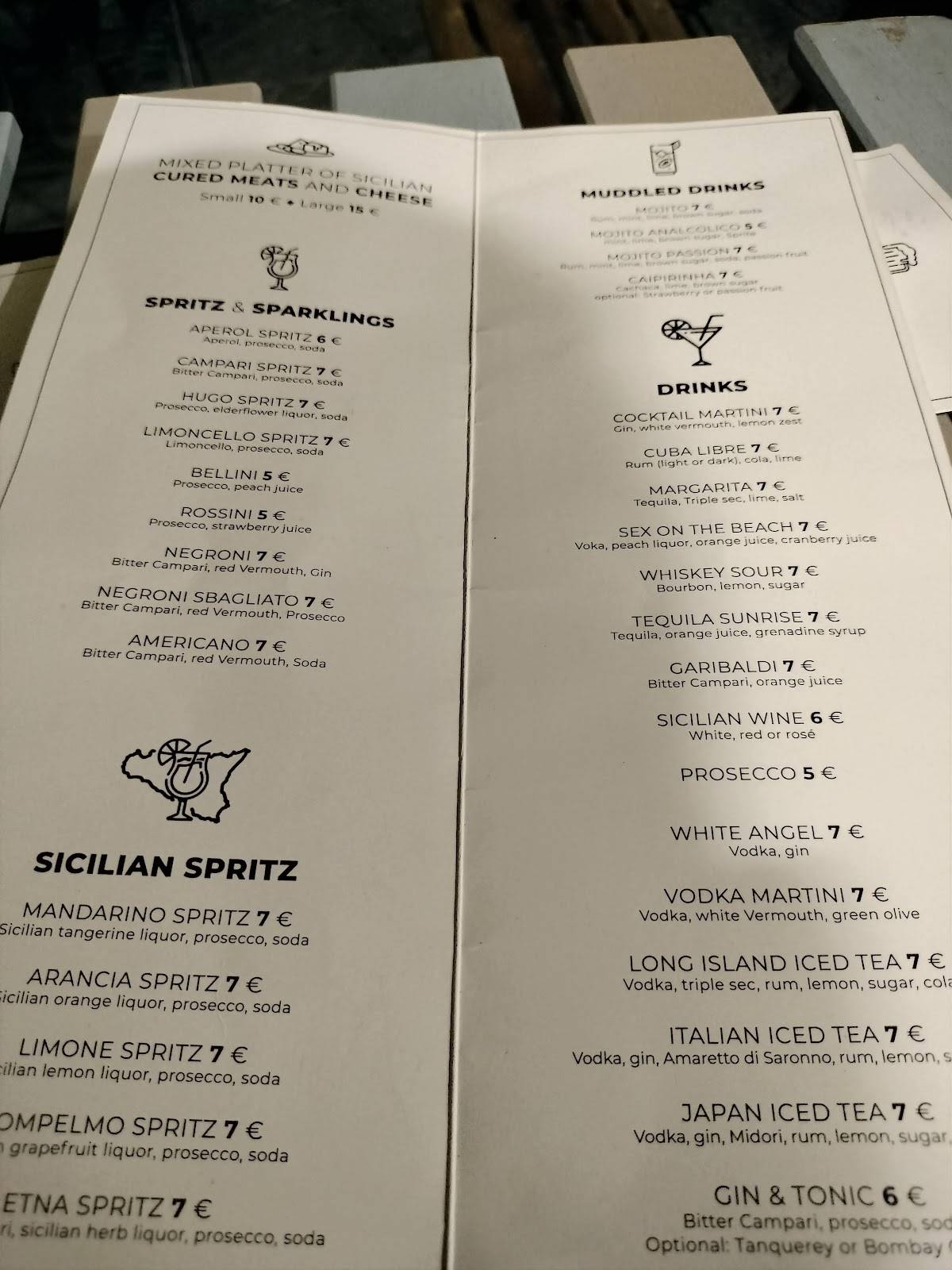 Menu da Bottega Sveva drink e food pub & bar, Catania