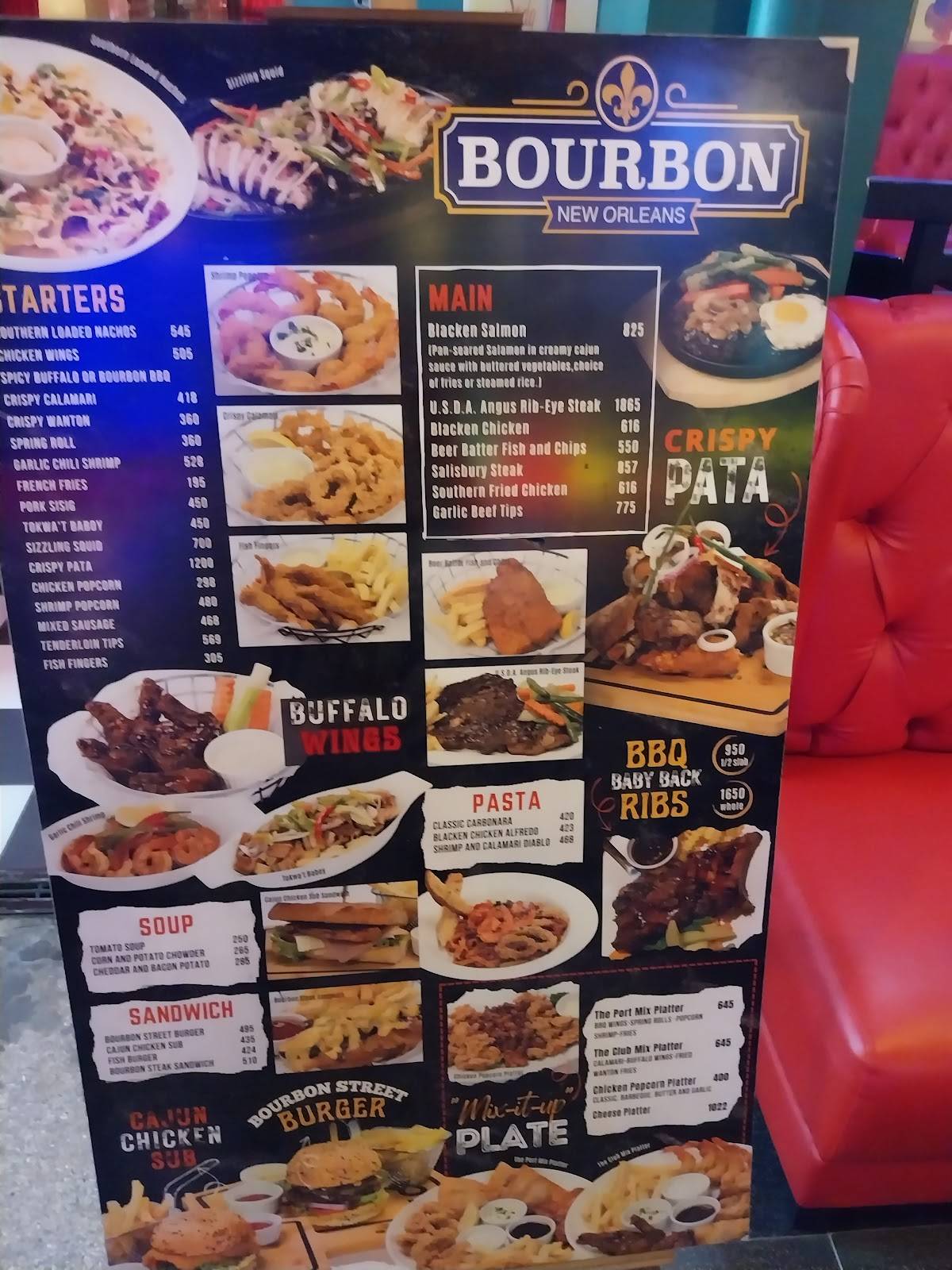 Menu at Bourbon New Orleans PH pub & bar, Makati