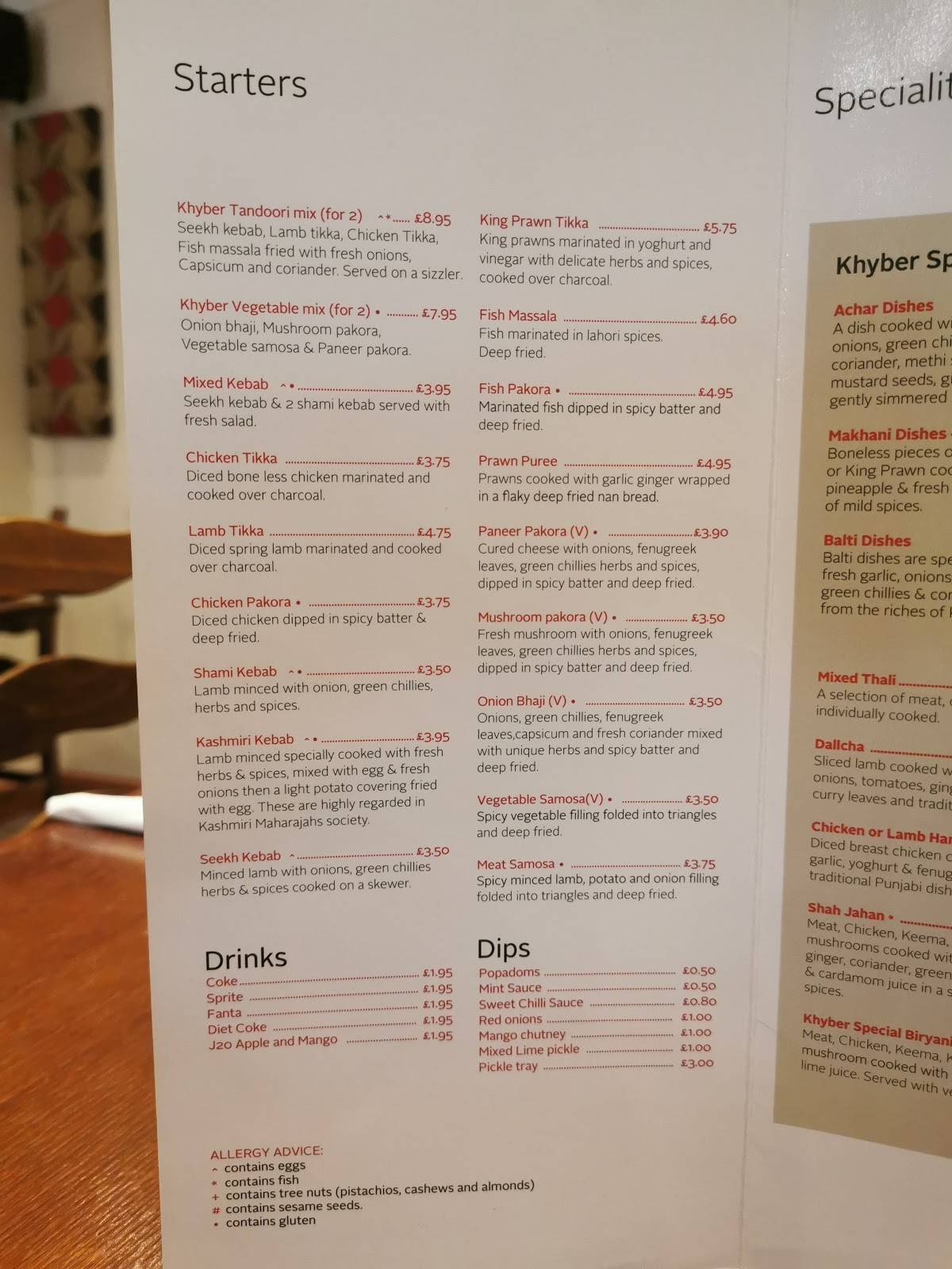 Menu at Khyber restaurant, Bradford, 6 The Grn