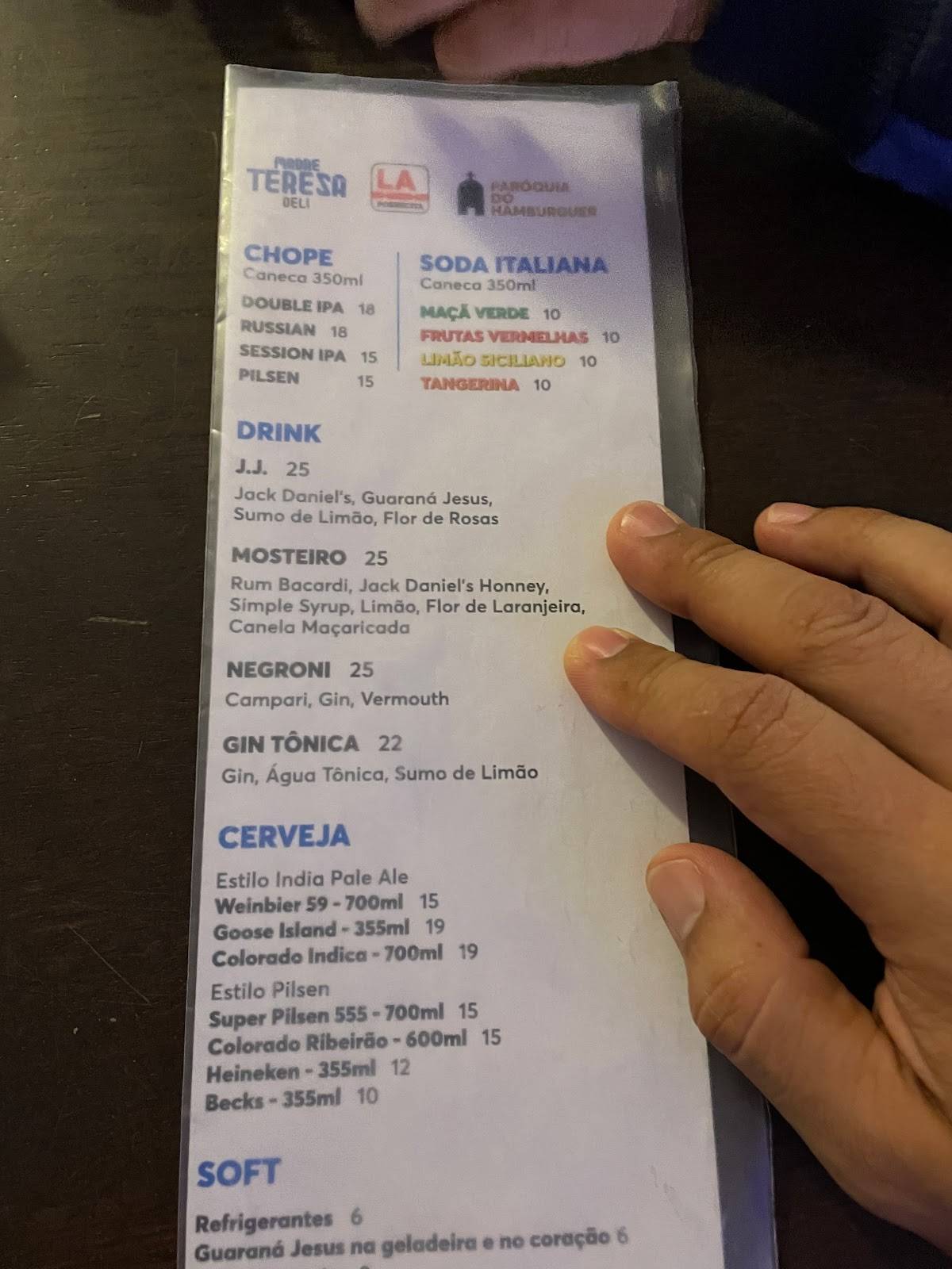 Menu em Madre Teresa Deli restaurante, Taguatinga